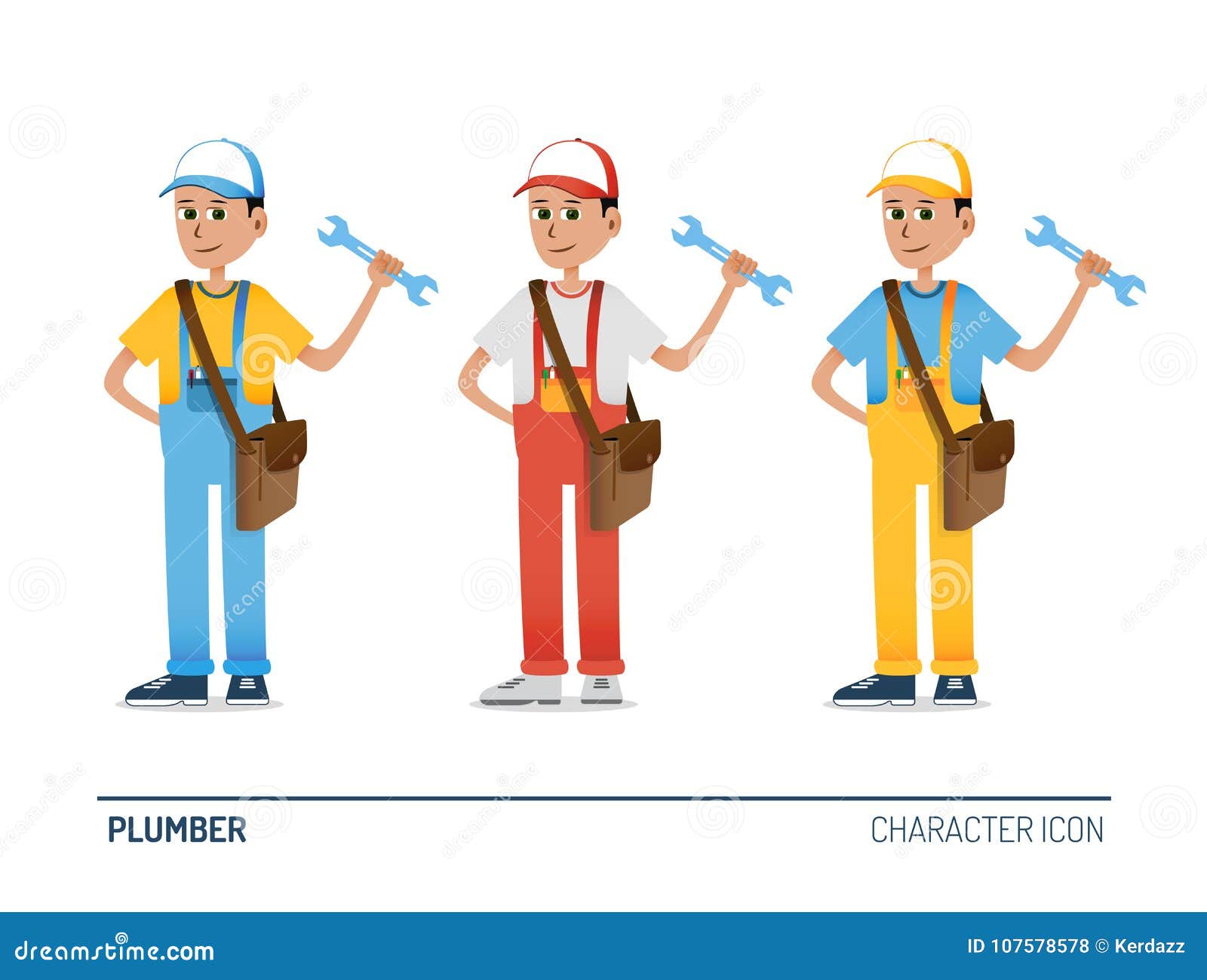 Plumber Character Figures in 3 Colors Stock Vector - Illustration of ...