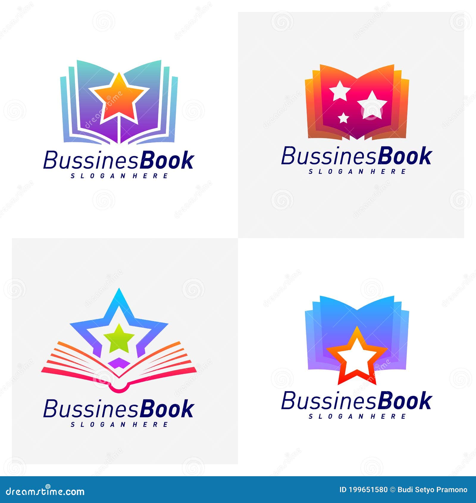 Set of Star Book Logo Design Vector Template, Illustration Book Design ...