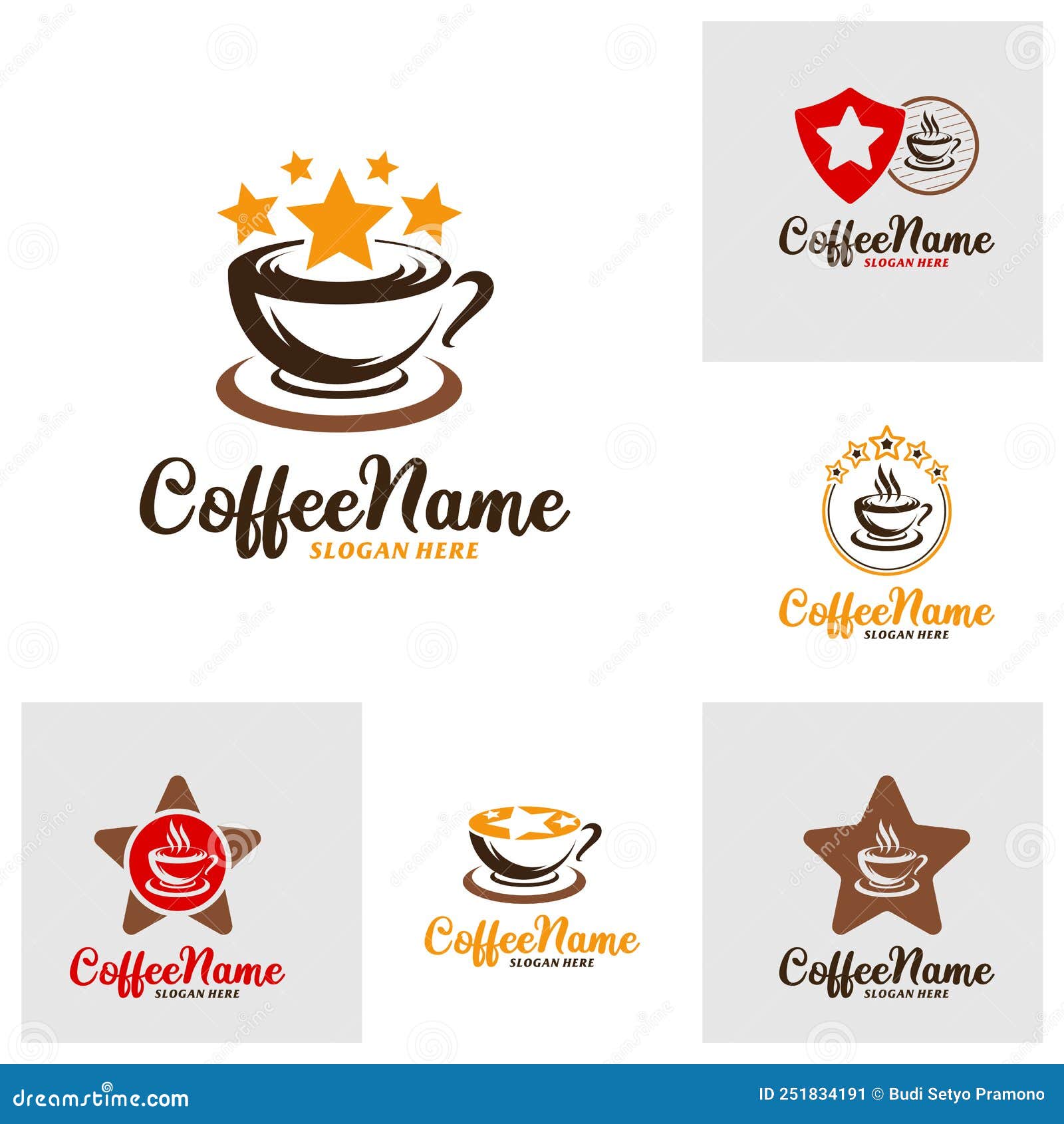 Set of Star Coffee Logo Design Template. Coffee Star Logo Concept ...