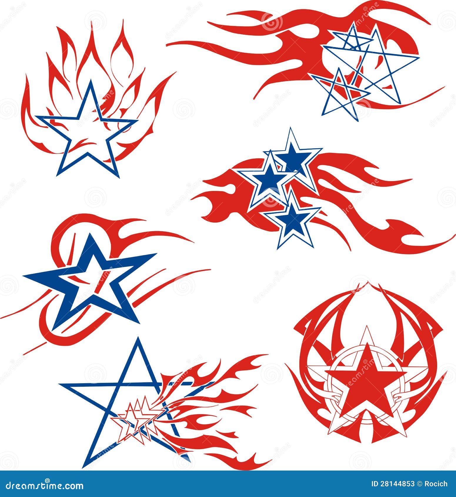 Set of star flames stock vector. Illustration of united - 28144853