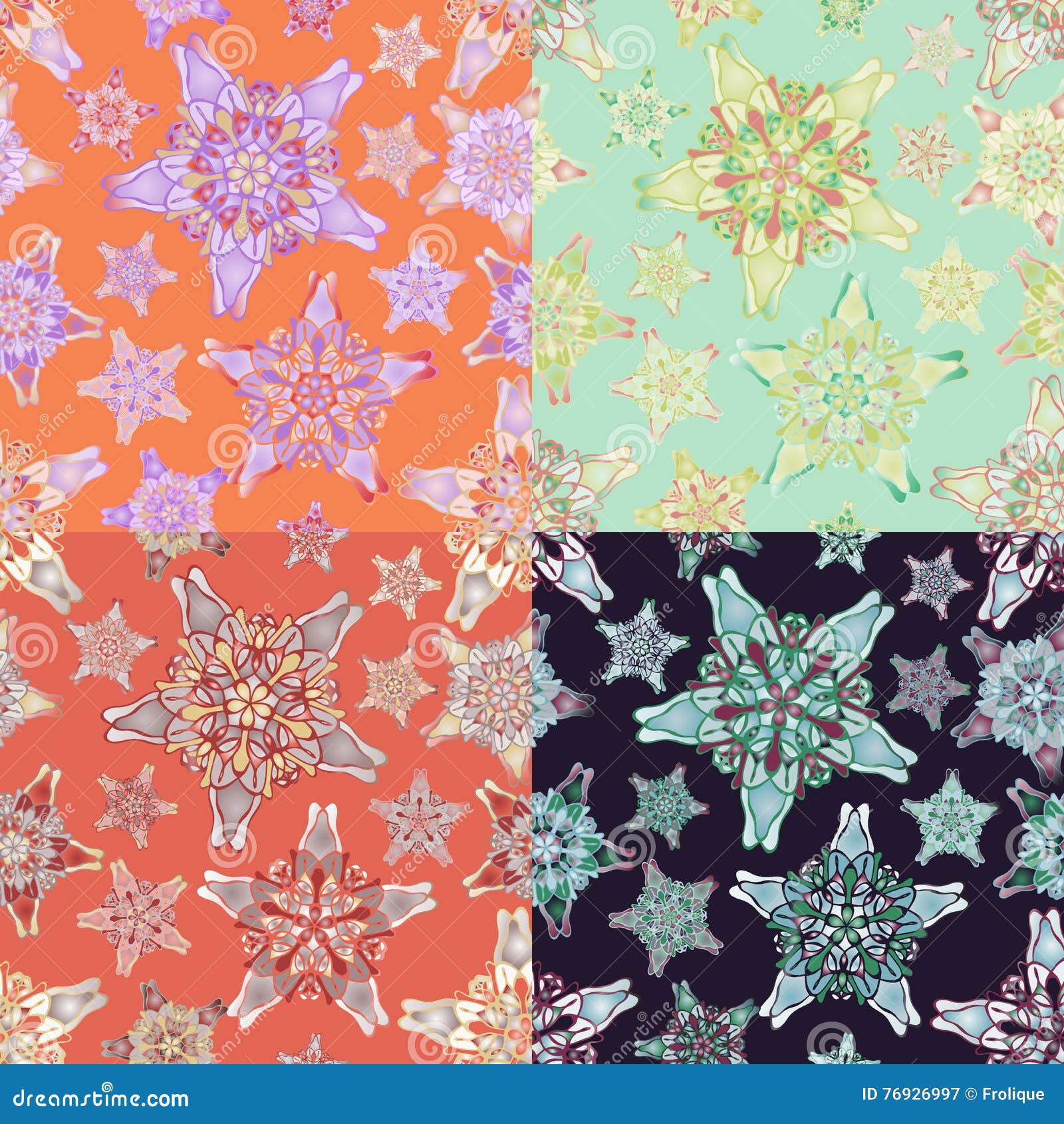 Set of Star-like Seamless Patterns Stock Vector - Illustration of ...