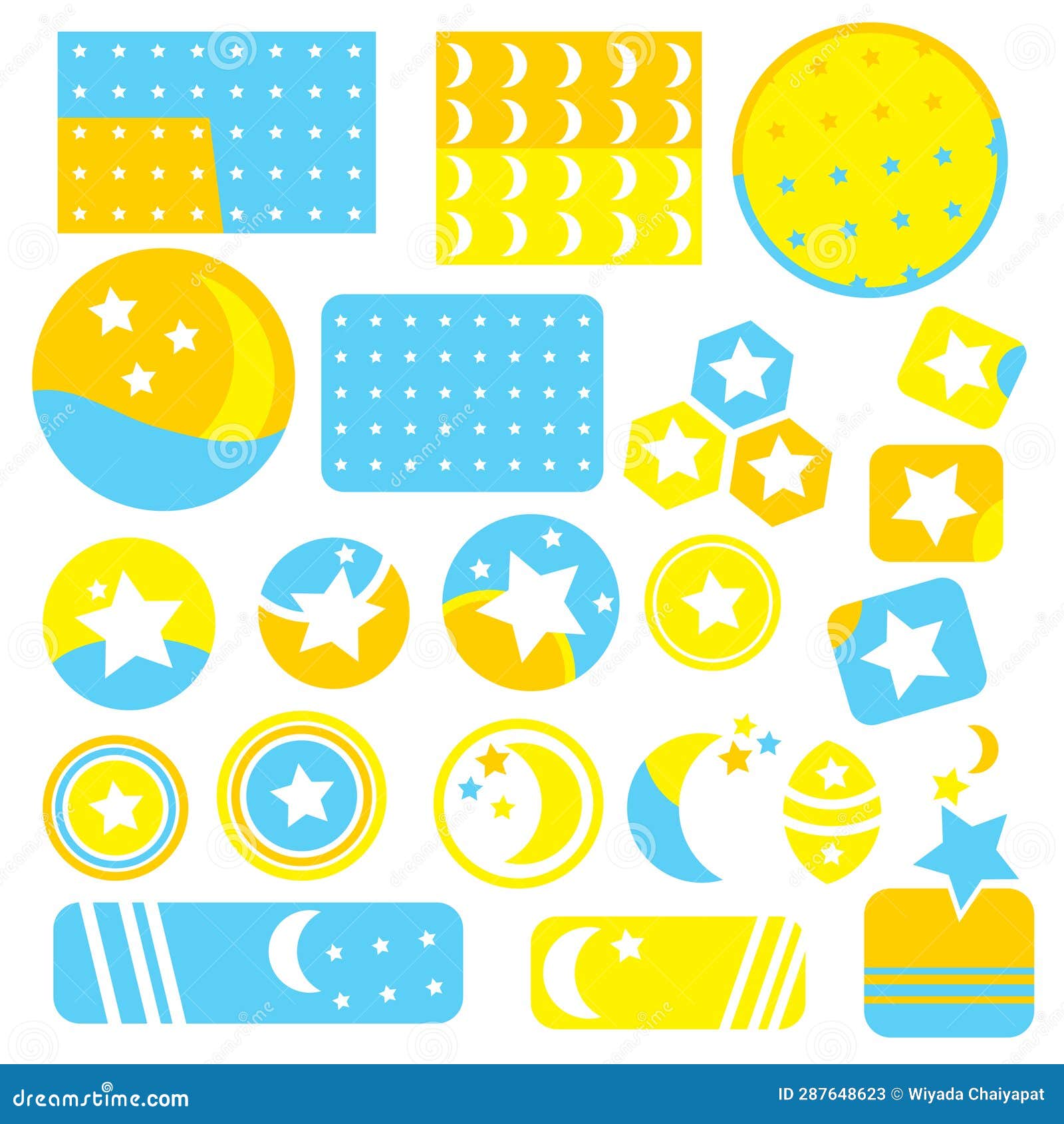 Set of Star and Moon Banner Icons Stock Illustration - Illustration of ...