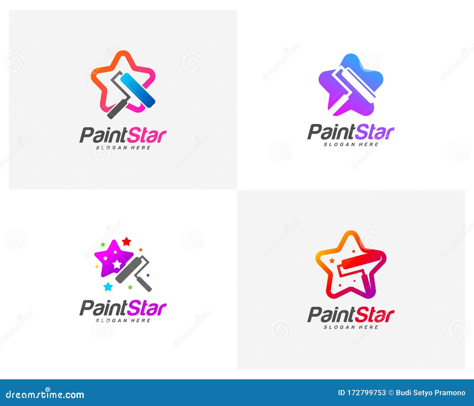Set of Star Paint Logo Design Vector, Creative Paint Star Logo Template ...
