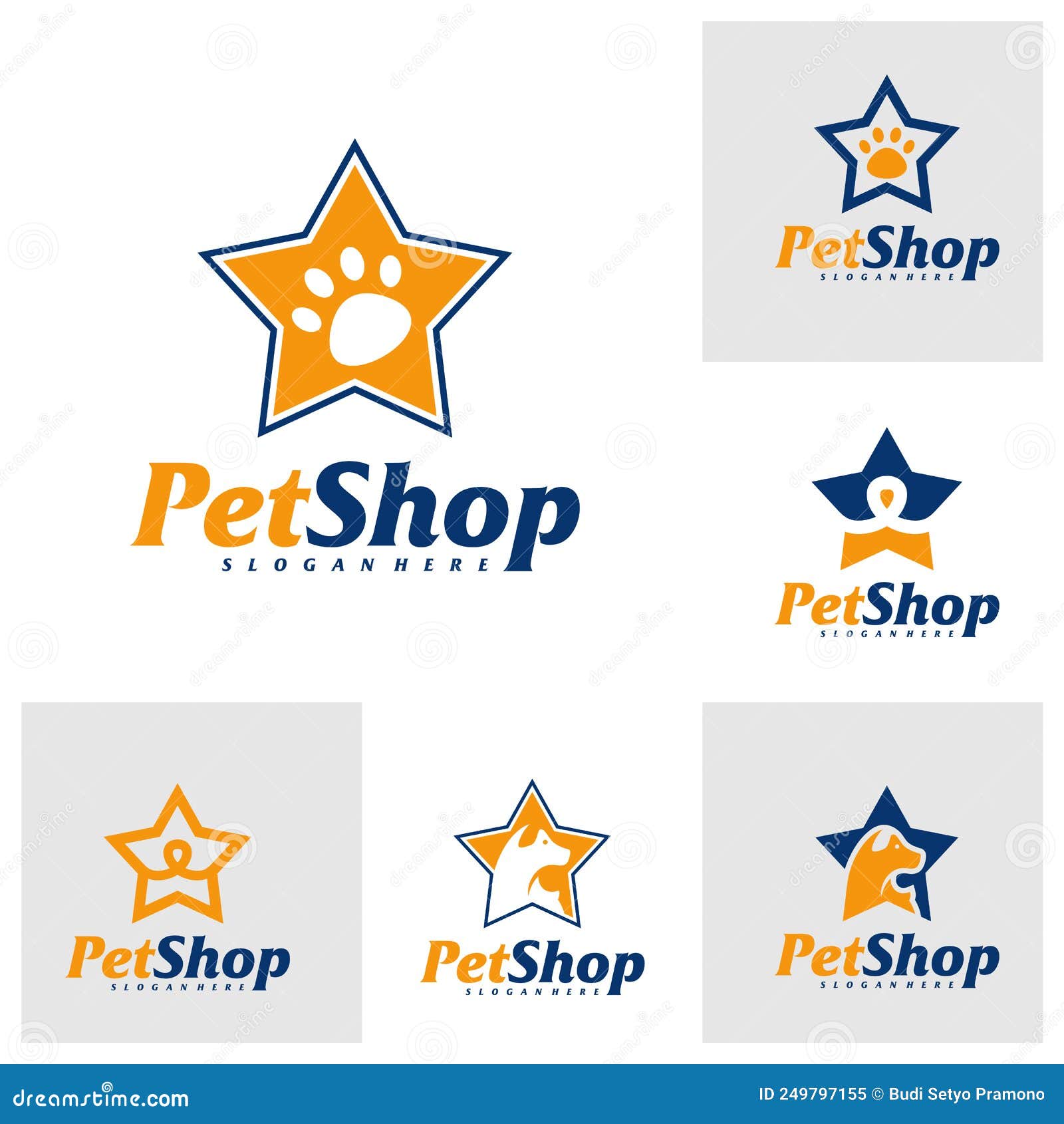 Set of Star Pet Logo Design Template. Pet Logo Concept Vector Stock ...