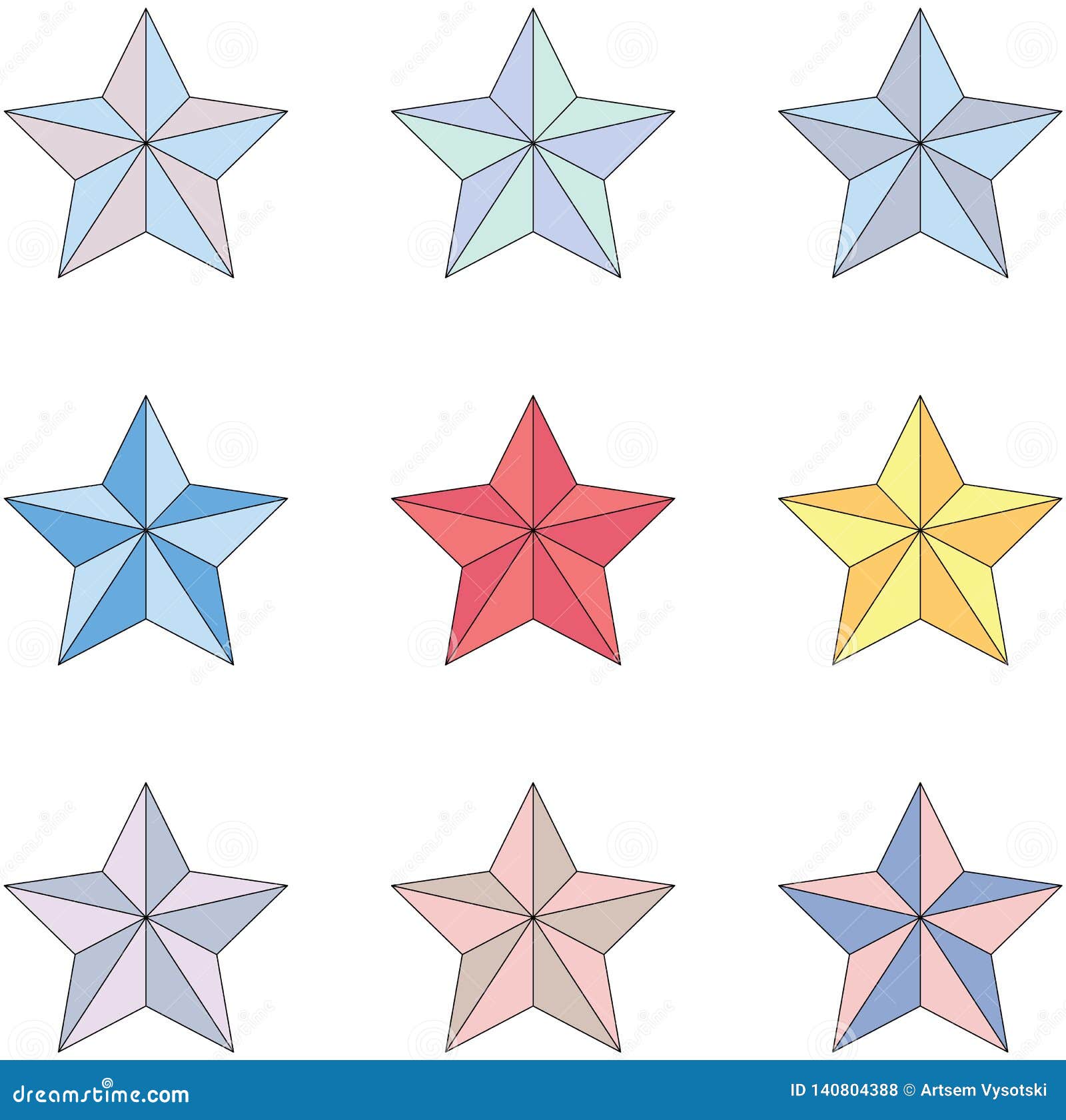 Set of Star Shapes with Different Color. Vector Illustration Stock ...