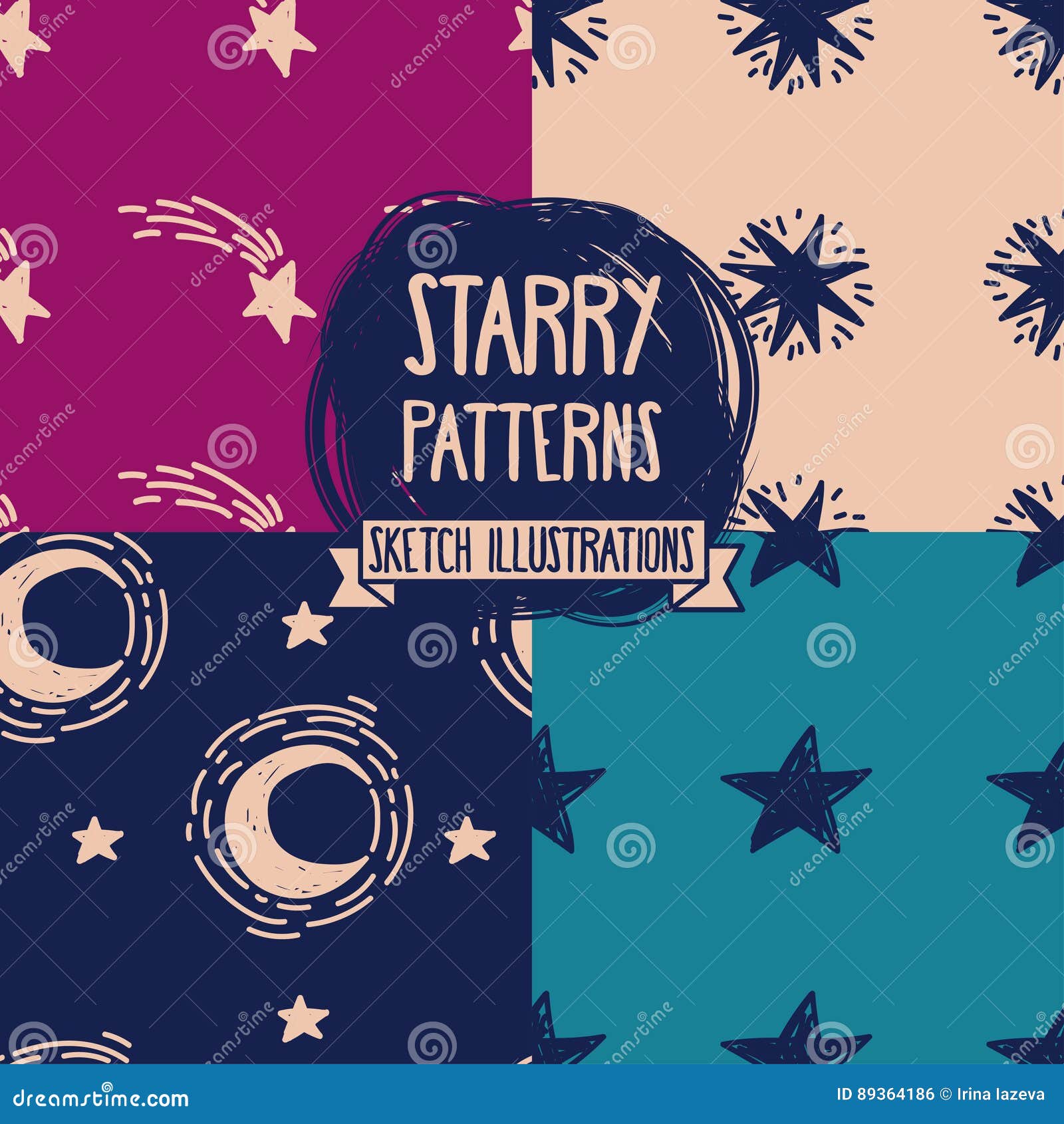 Set of Starry Seamless Patterns Stock Vector - Illustration of ...