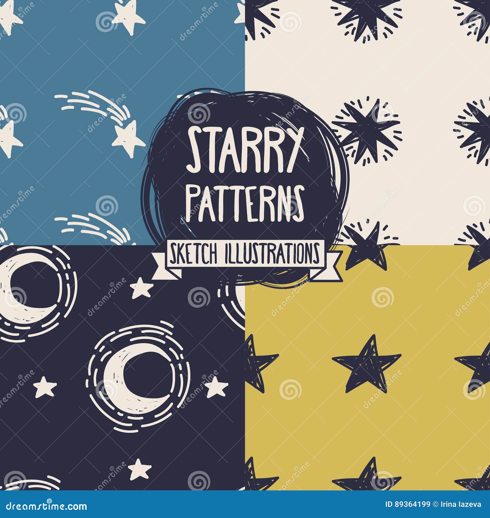 Set of Starry Seamless Patterns Stock Vector - Illustration of patterns ...