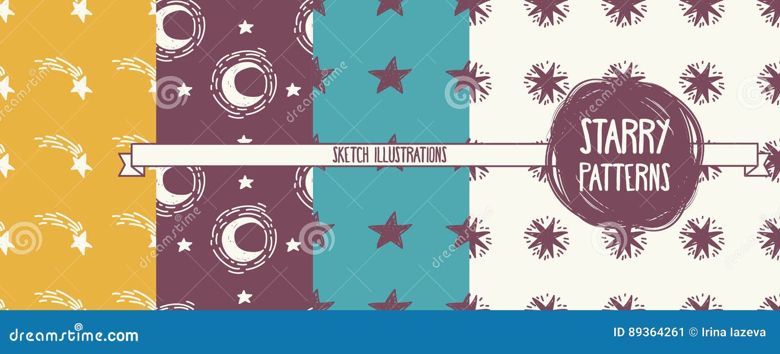 Set of Starry Seamless Patterns Stock Vector - Illustration of colorful ...