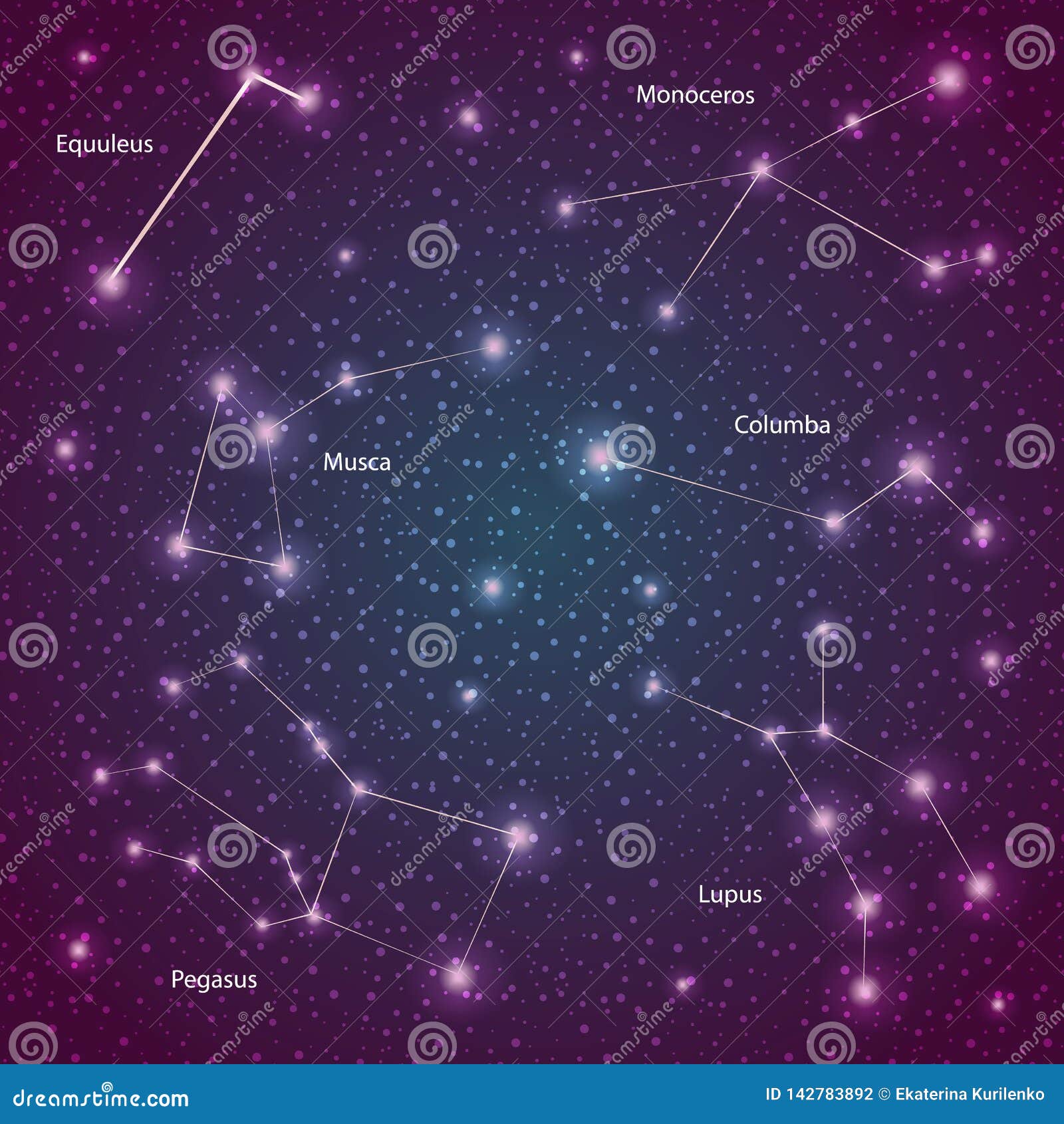 Set of Stars Of_3_constellations with the Name Vector Illustration on a ...