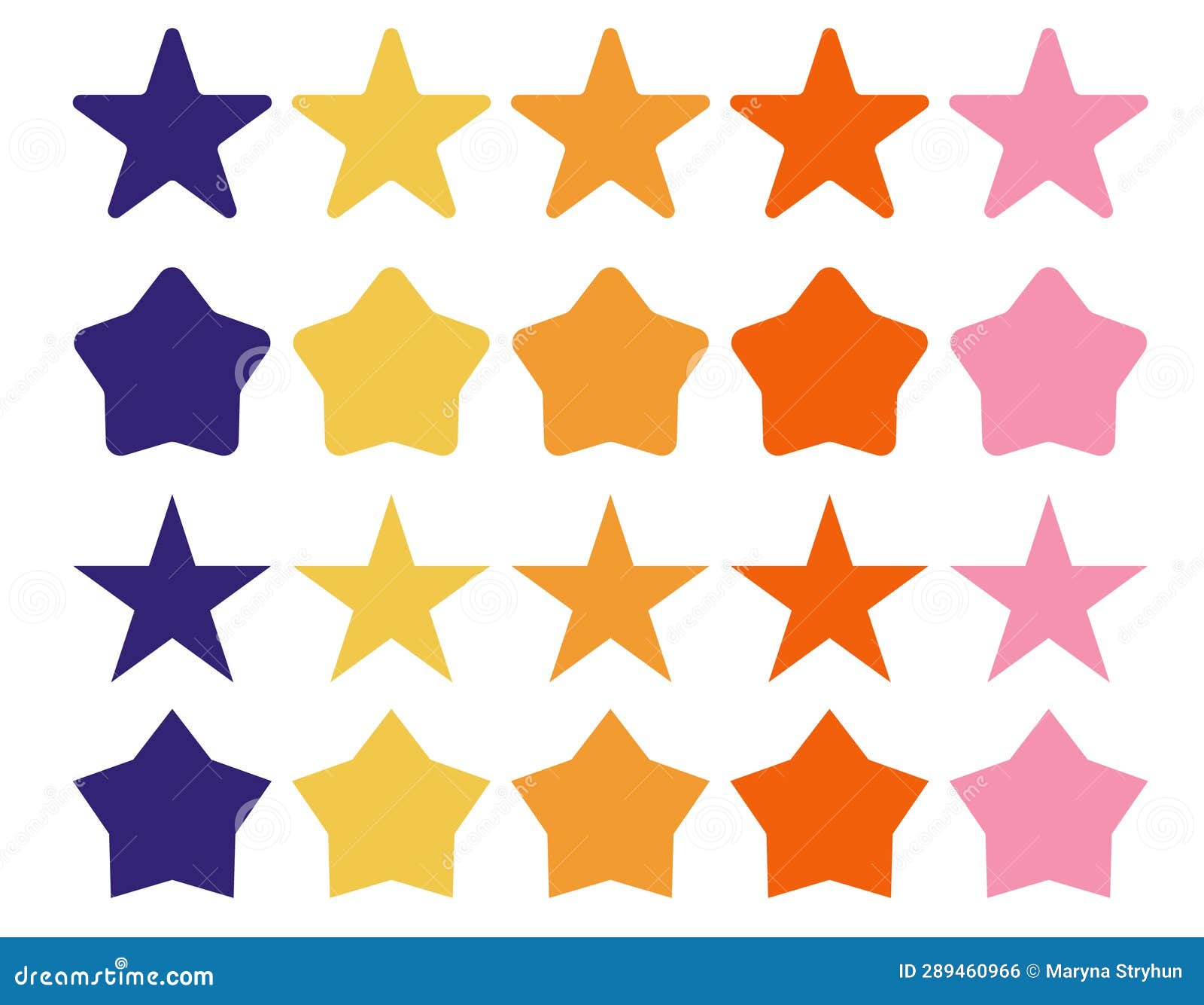 Set of Stars of Different Shapes, Flat Design, Bright Colors Stock ...
