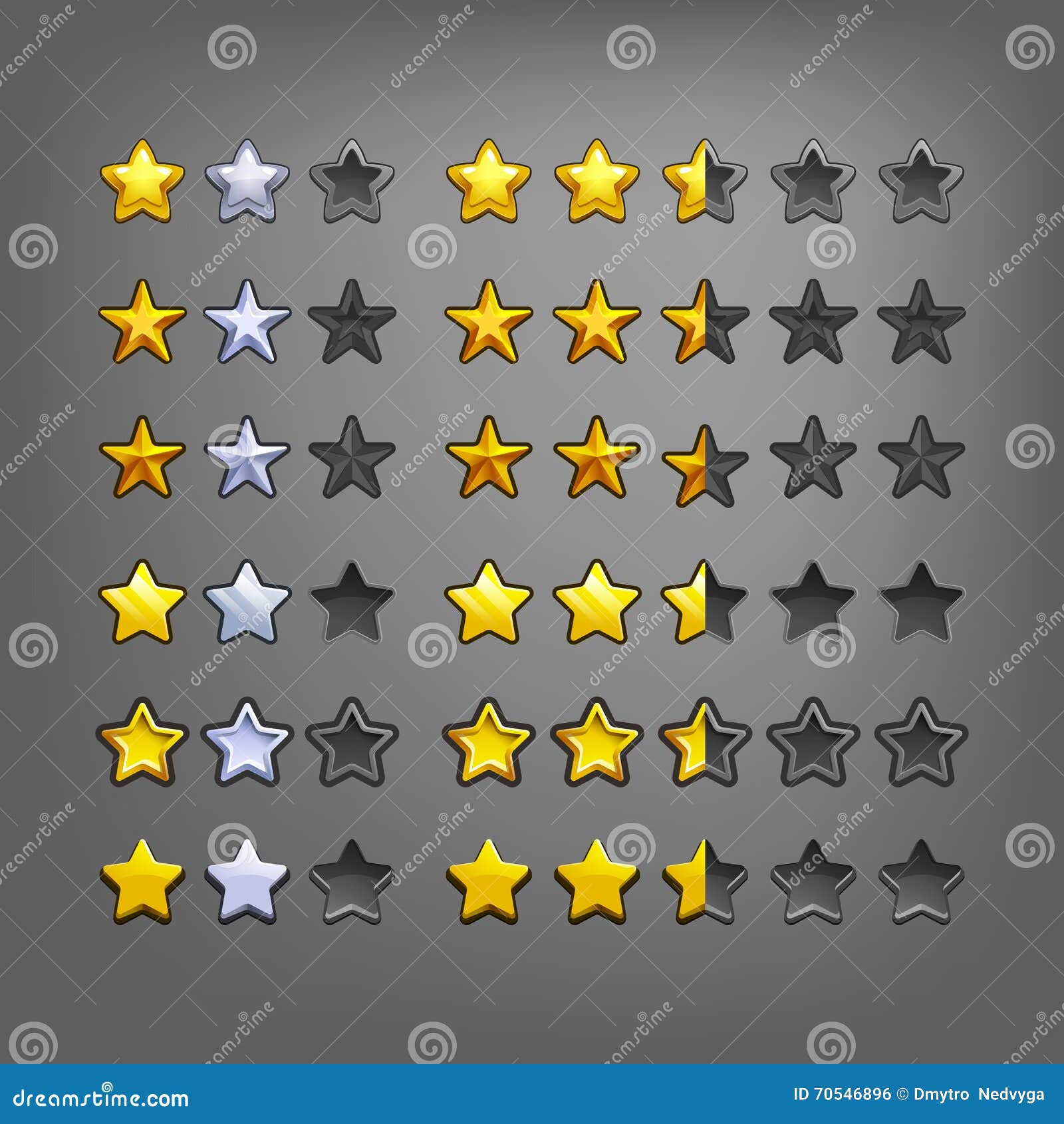 Set of Stars, Elements for Game. Stock Vector - Illustration of shape ...