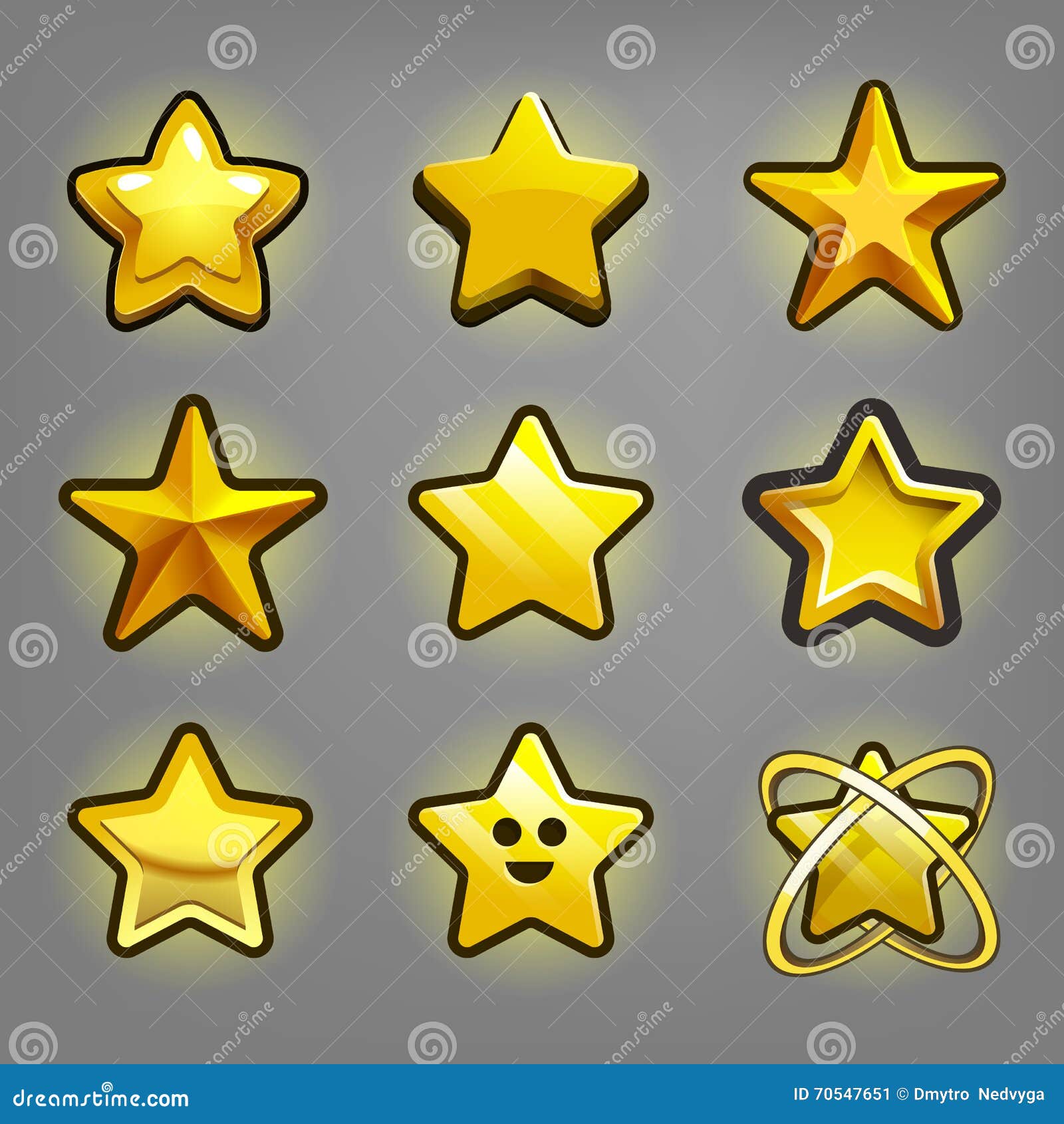 Set of Stars, Elements for Game. Stock Vector - Illustration of arcade ...