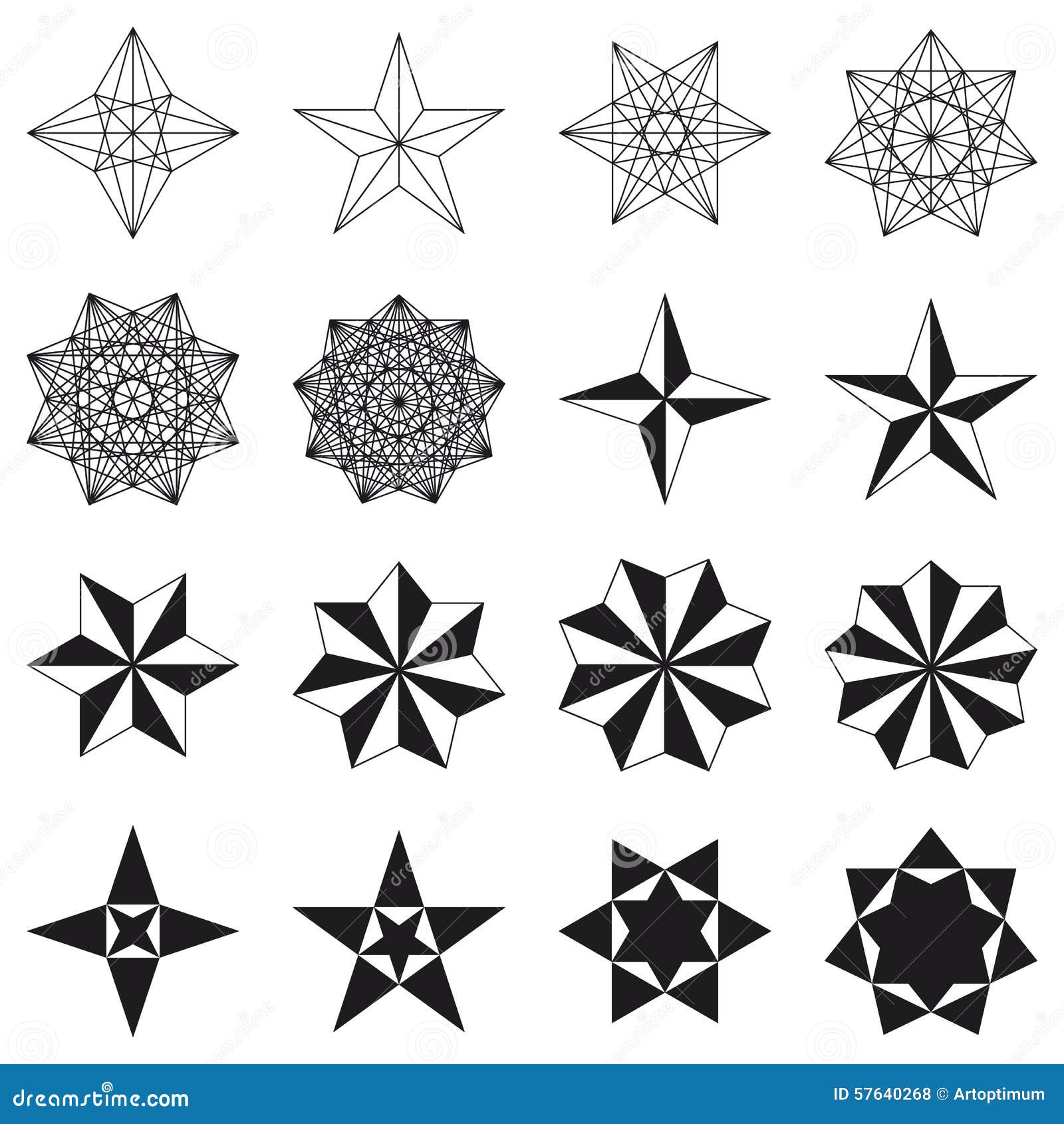 Set of Stars. Geometric Shapes. Vector Stock Vector - Illustration of ...