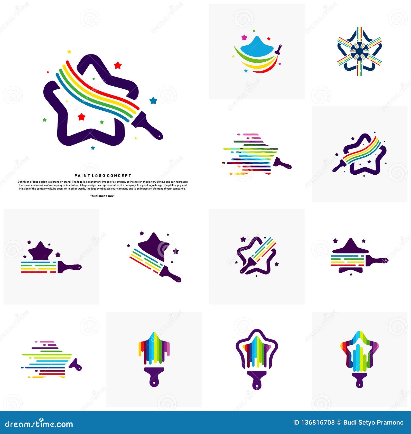 Set of Stars Paint Logo Design Concept Vector. Colorful Stars Logo ...