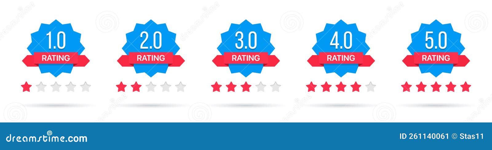 Set of Stars Rating Badges with Shadow in a Flat Design Stock Vector ...