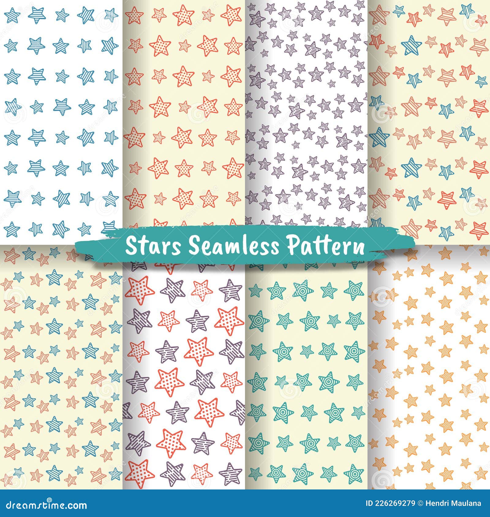 Set of Stars Seamless Pattern Stock Vector - Illustration of astronomy ...