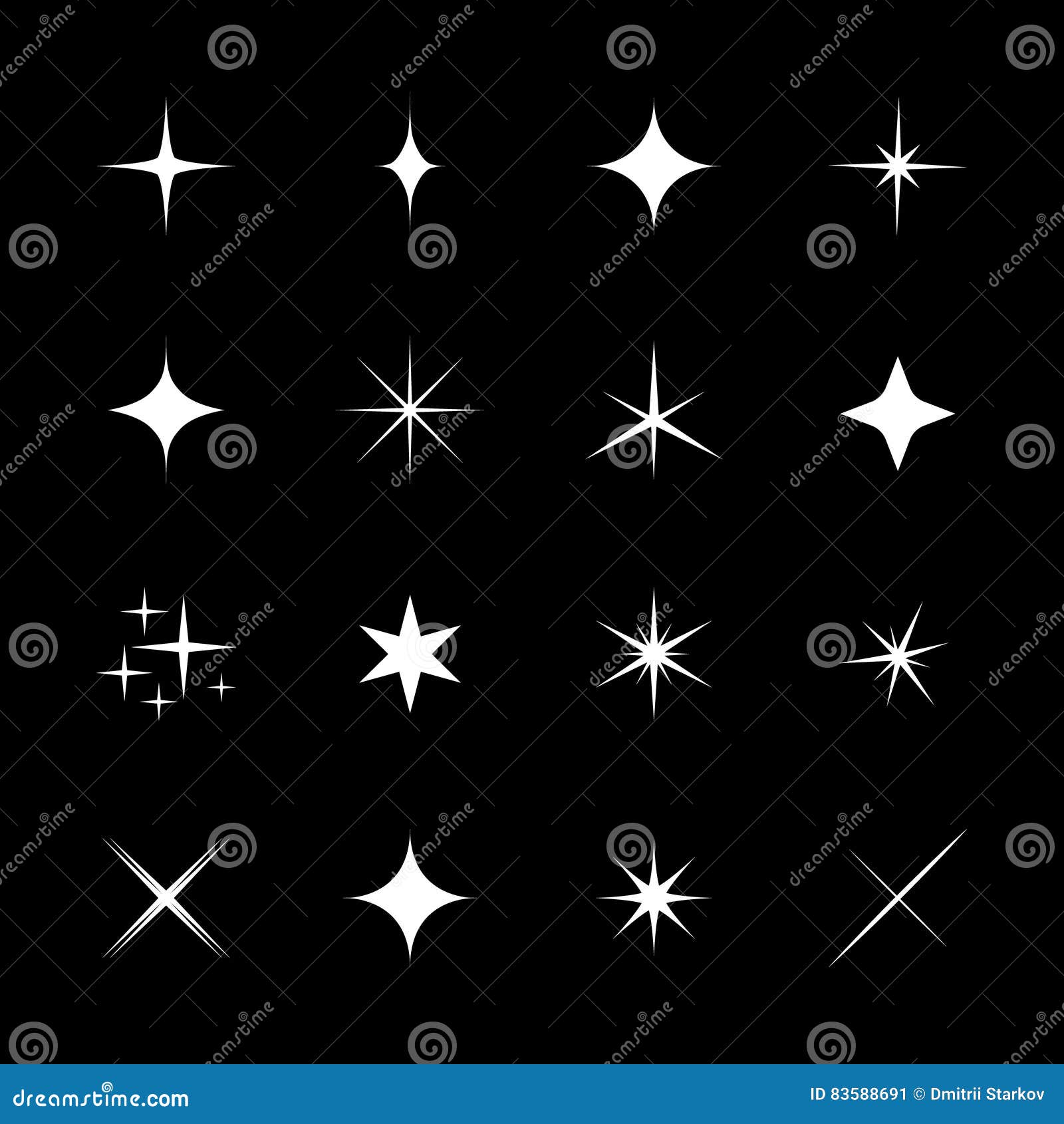 Set of Stars, Sparkle, Glint, Gleam, Etc. Stock Vector - Illustration ...
