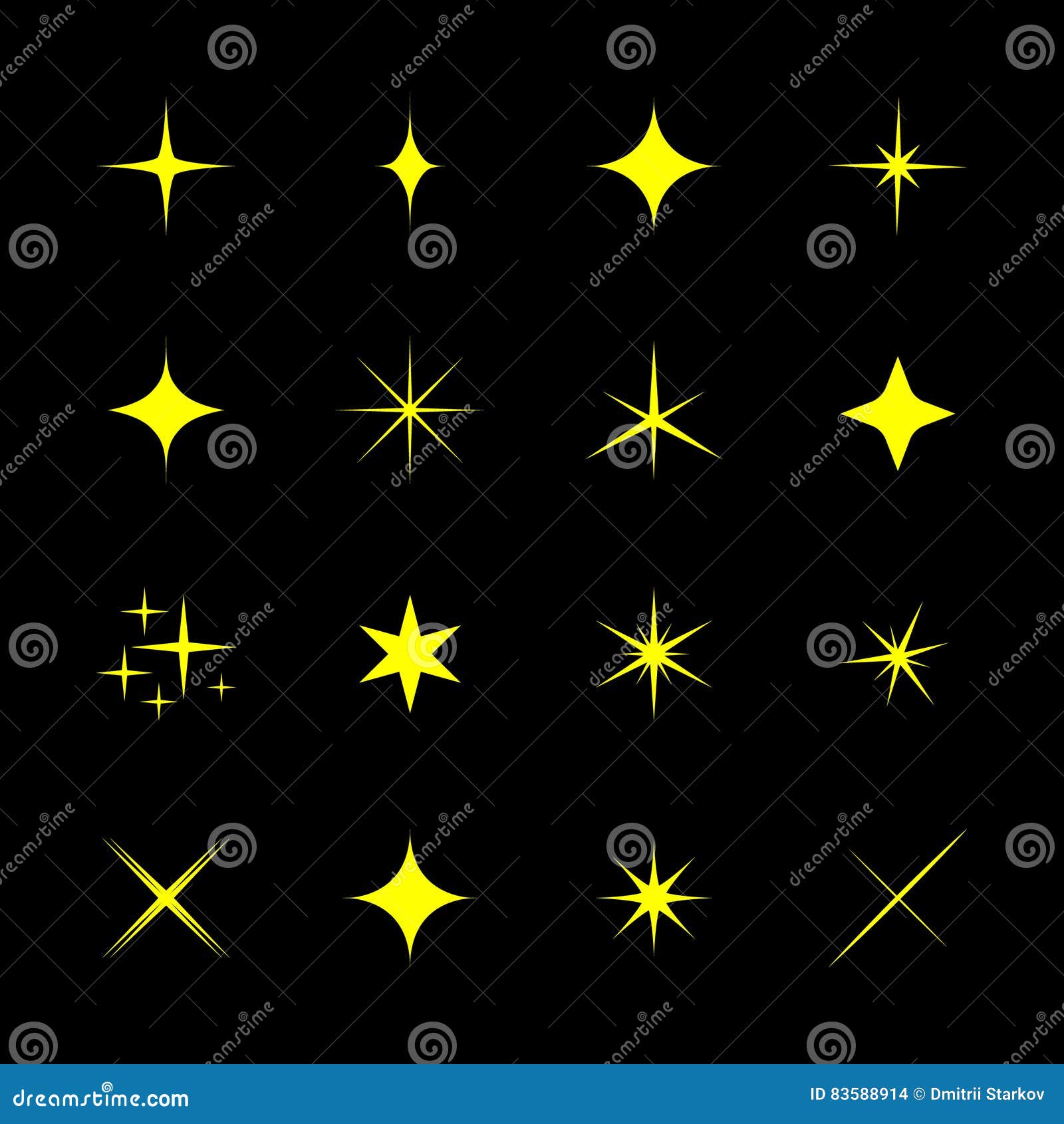 Set of Stars, Sparkle, Glint, Gleam, Etc. Stock Vector - Illustration ...