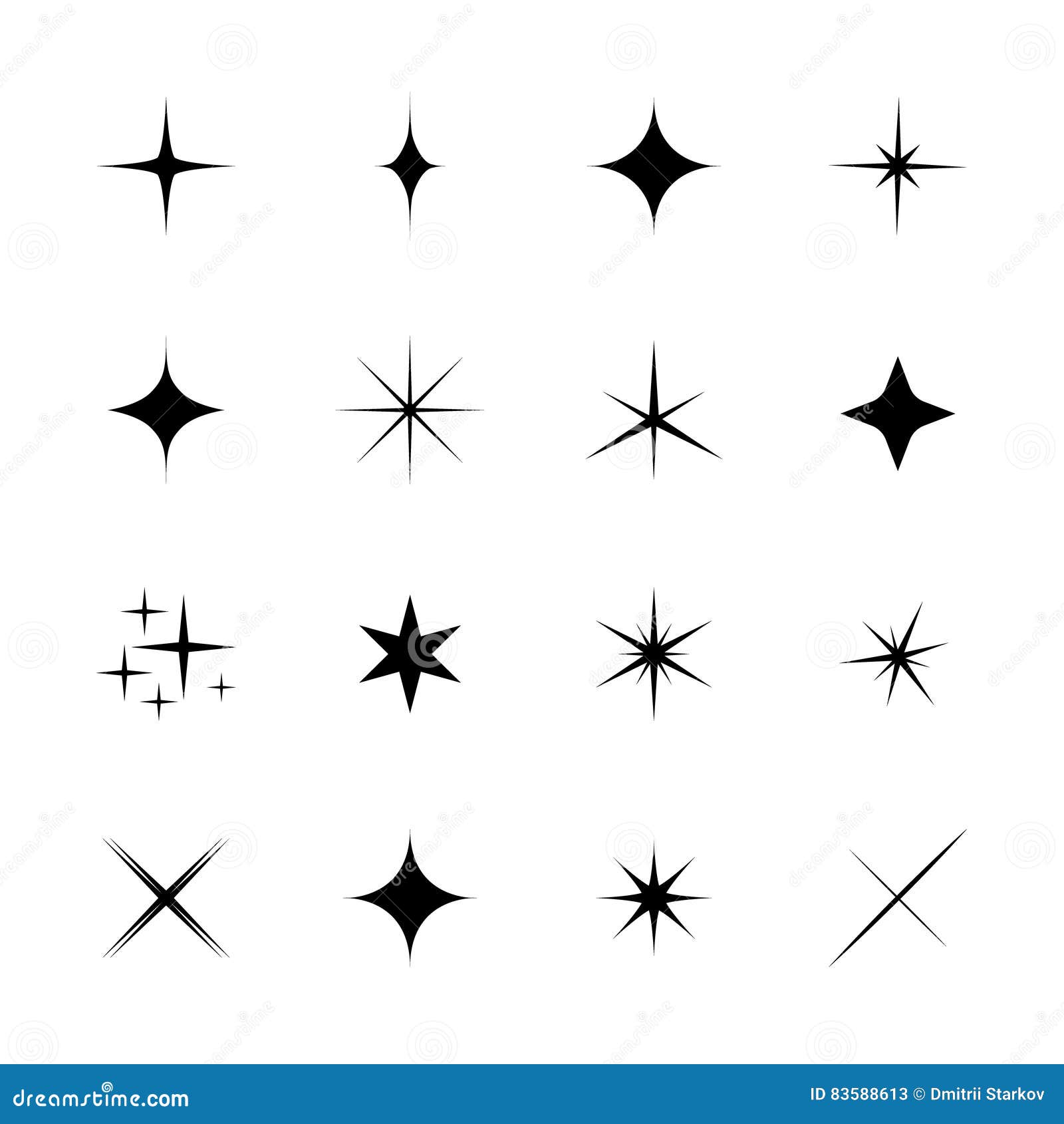 Set of Stars, Sparkle, Glint, Gleam, Etc. Stock Vector - Illustration ...