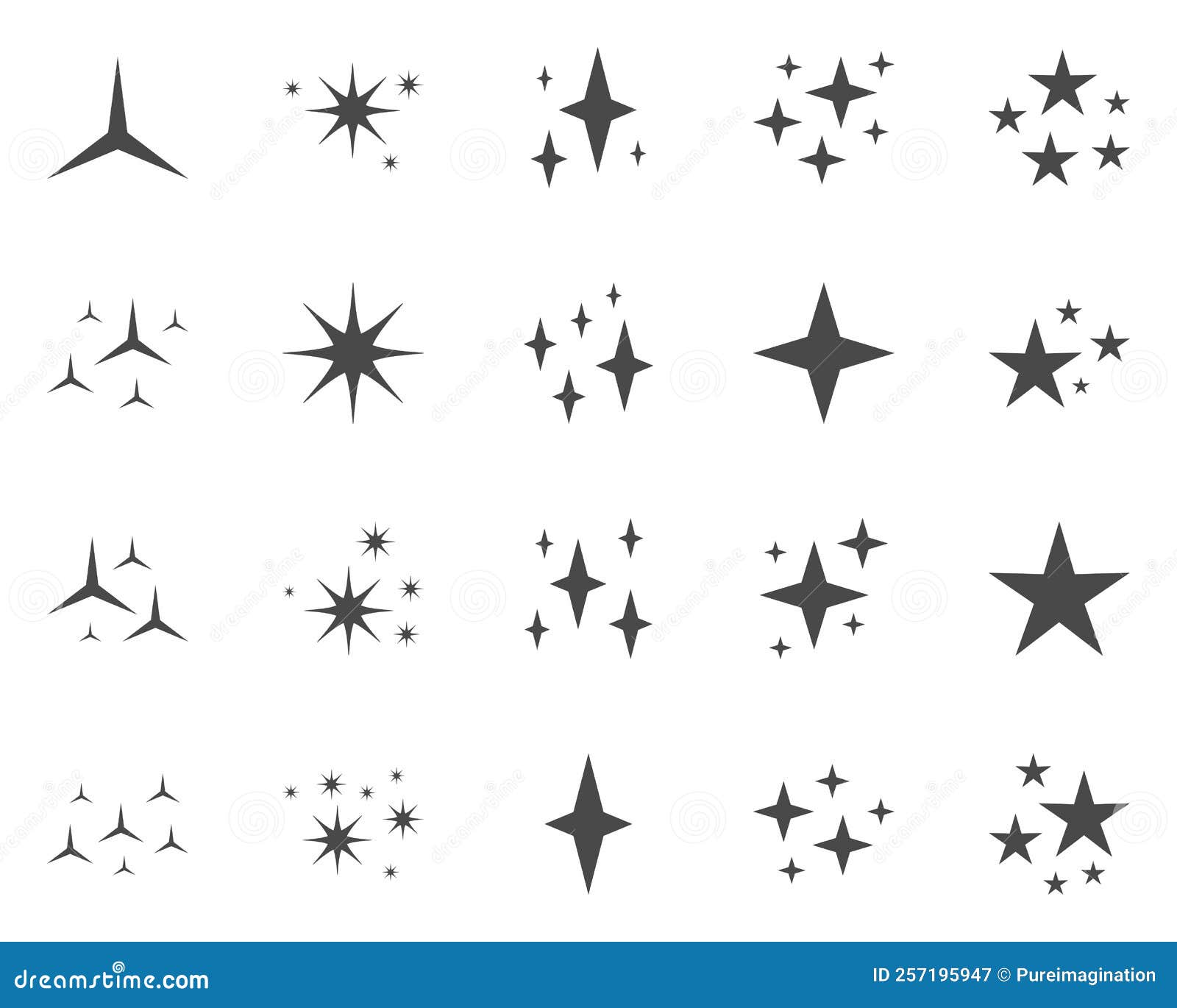 Set of Stars Sparkles, Flat Design Stock Vector - Illustration of ...
