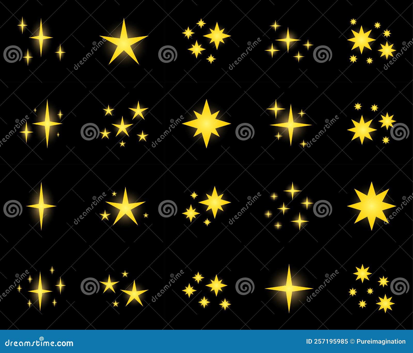 Set of Stars Sparkles, Flat Design Stock Vector - Illustration of ...