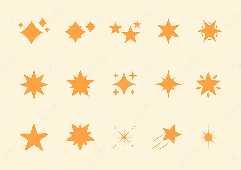 Set of Stars Vector Icon Elements. Vector Illustration Stars Icon with Different Star Flat Style ...