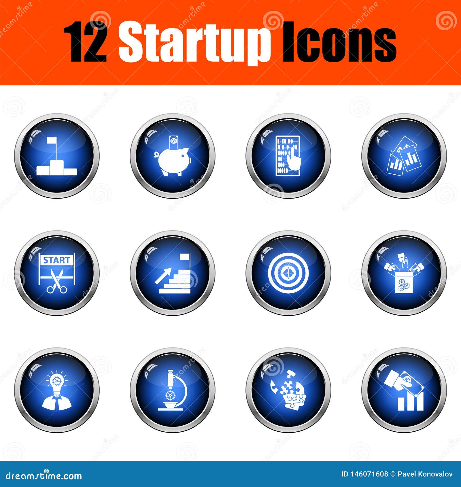 Set of 12 Startup Icons stock vector. Illustration of flat - 146071608