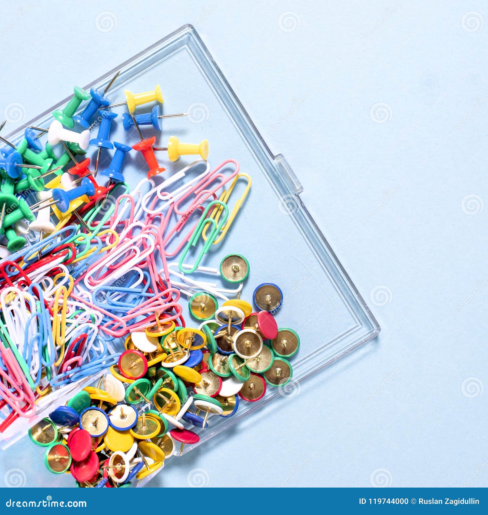 A Set of Stationery Made of Multi-colored Buttons and Paper Clips in a ...