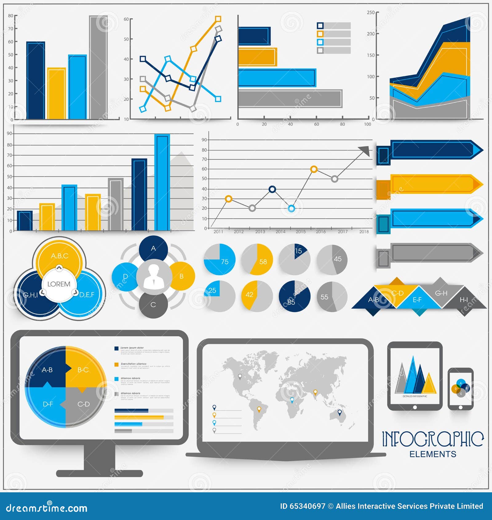 Set of Statistical Infographic Elements for Business. Stock ...
