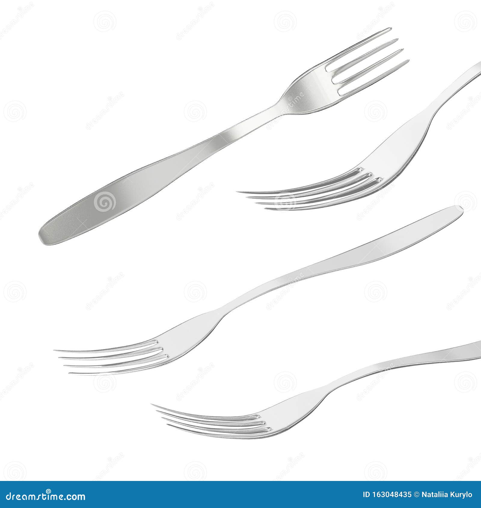 Set Steel Fork for Design and Collage, on a White Background, Kitchen ...