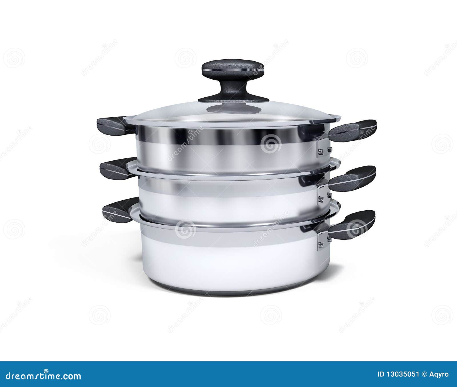 Set of steel pans 3d model stock illustration. Illustration of glass ...