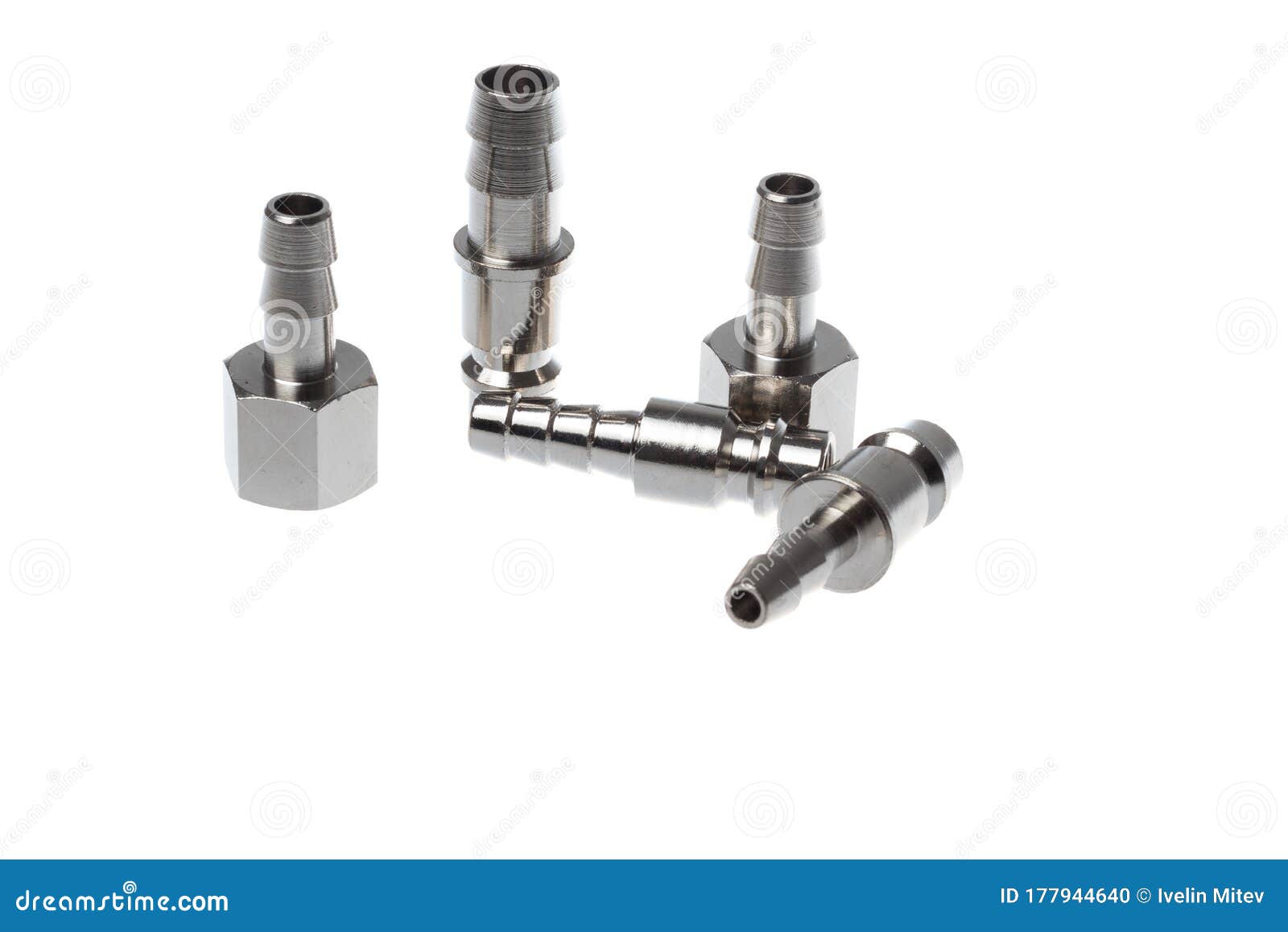 Set of Steel Quick Couplings for Hose and with Thread, Isolated on ...