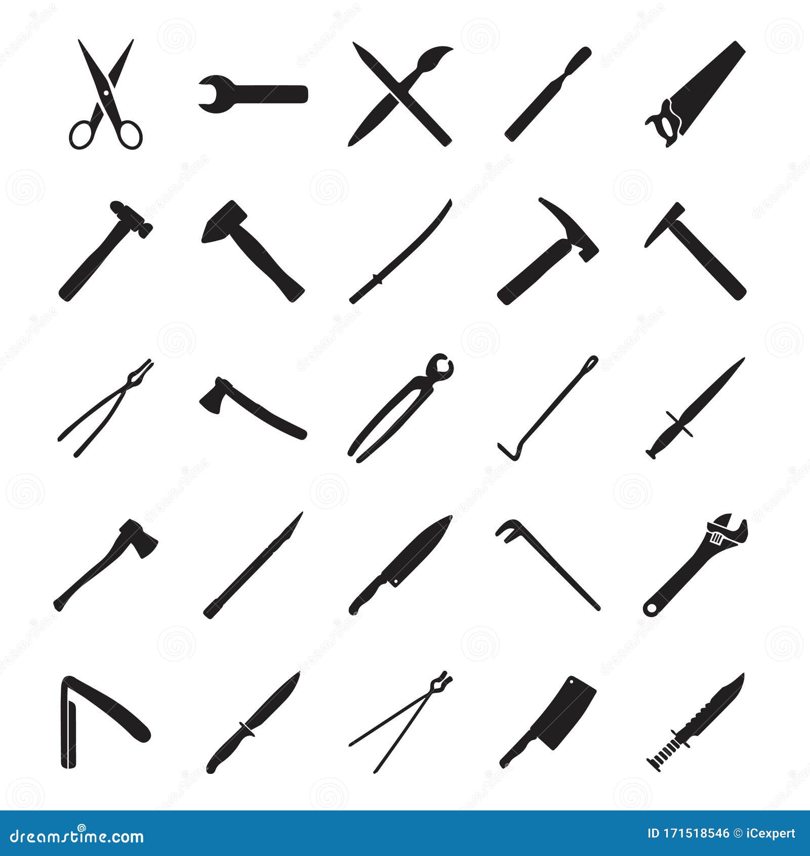 Set of steel tool icons stock vector. Illustration of object - 171518546