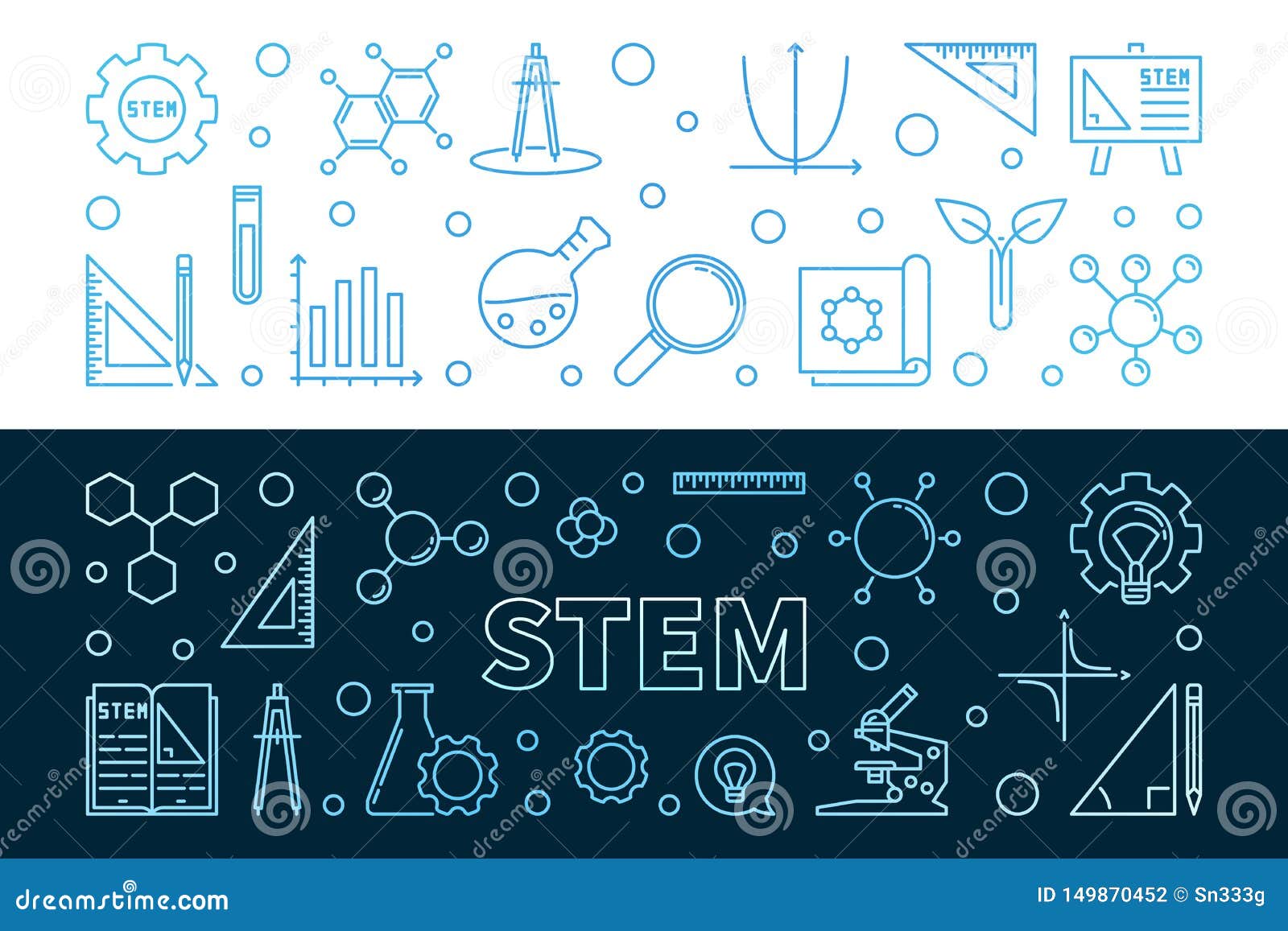 Set of 2 STEM Vector Concept Outline Colored Banners Stock Vector ...
