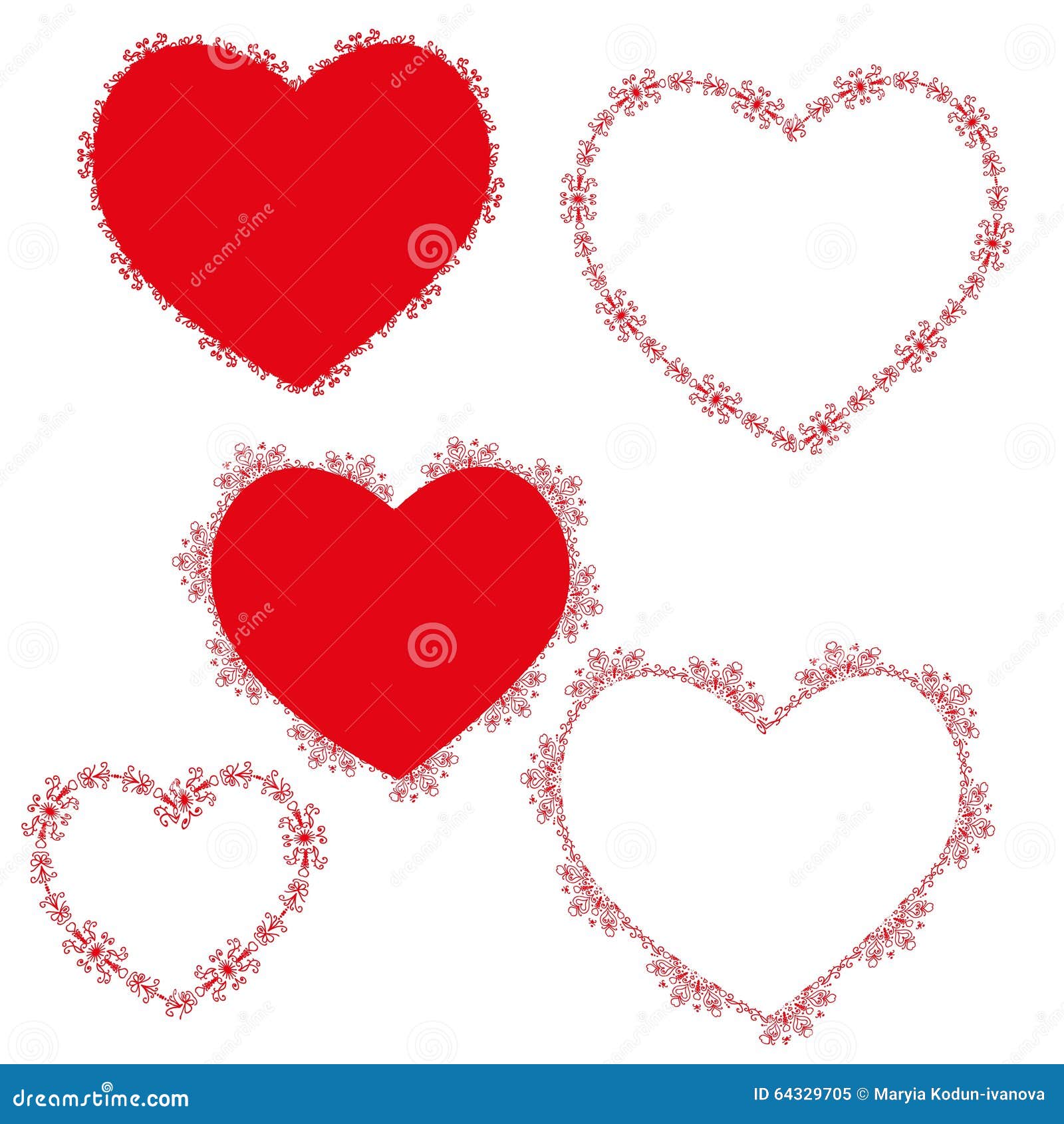 Set of Stencil Hearts for Design Stock Vector - Illustration of cute ...