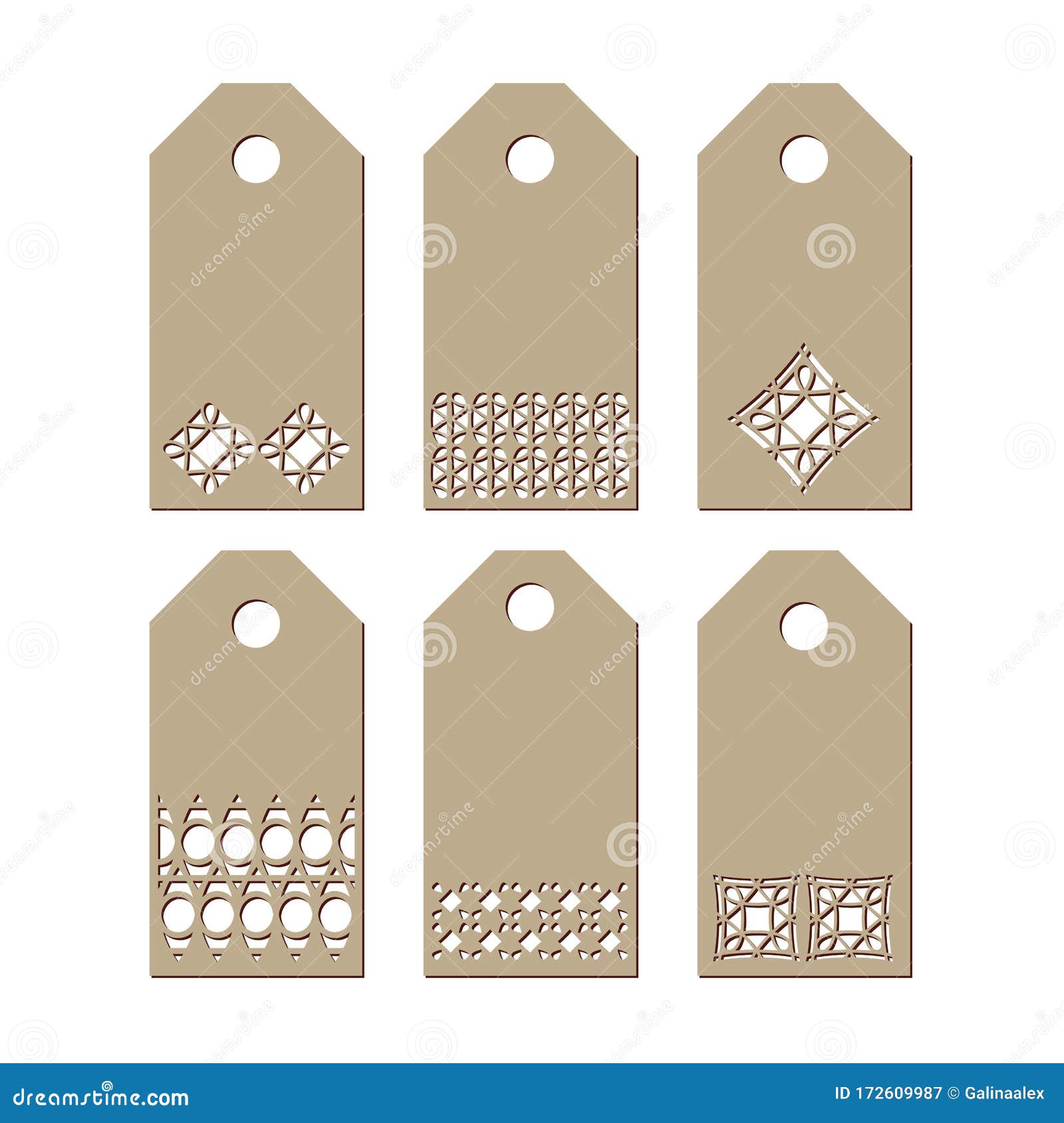 Set Stencil Labels with a Carved Pattern on a White Background Stock ...