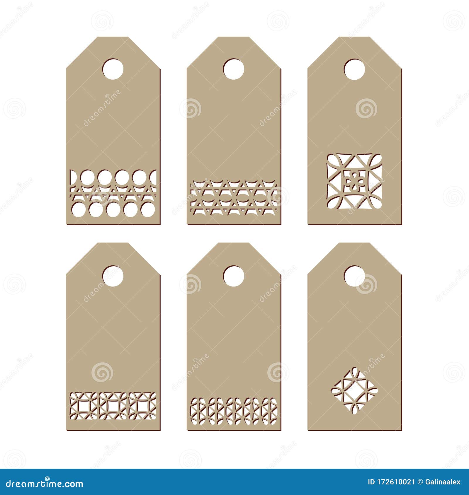 Set Stencil Labels with a Carved Pattern on a White Background Stock ...
