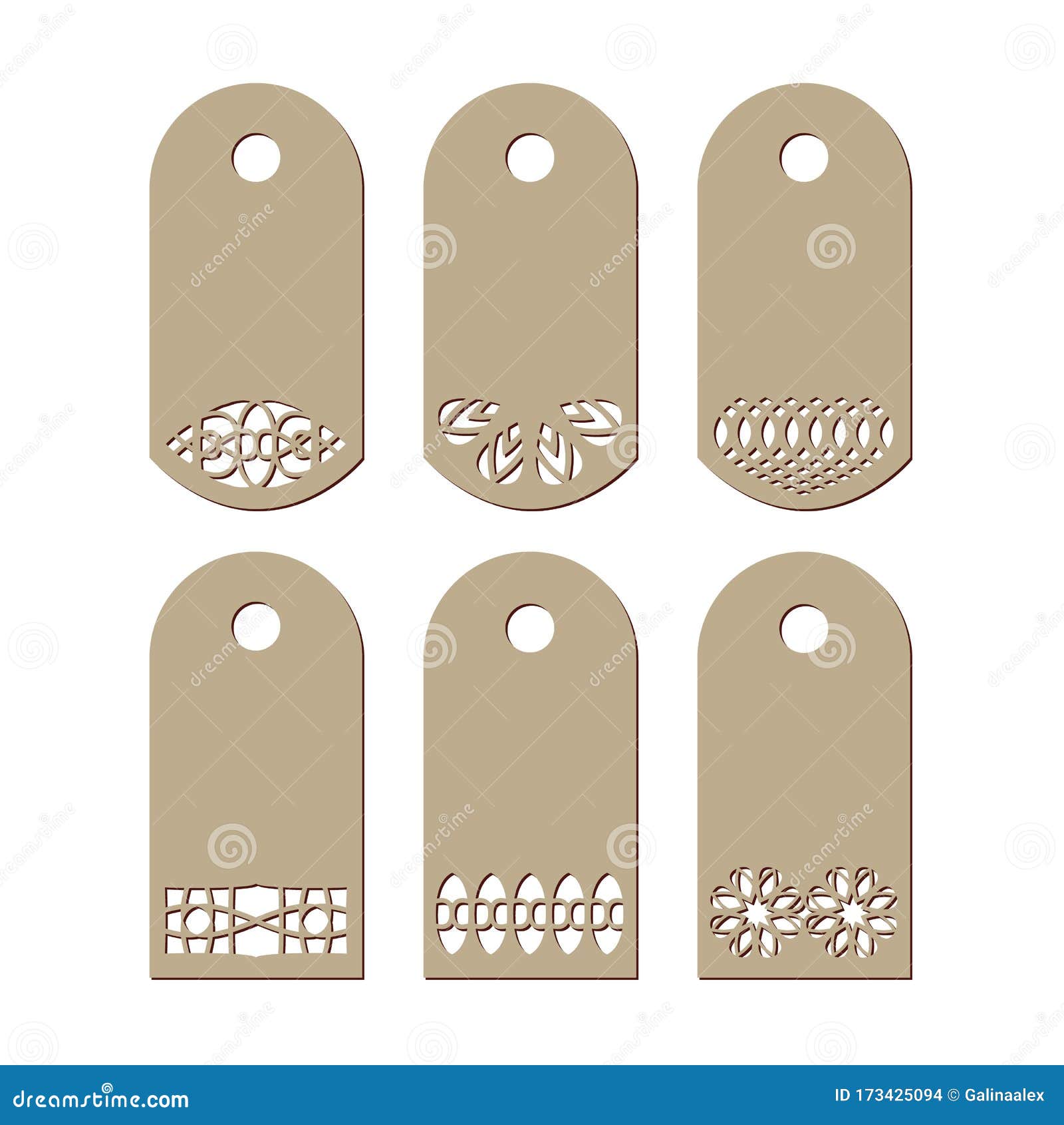Set Stencil Labels with a Carved Pattern on a White Background Stock ...