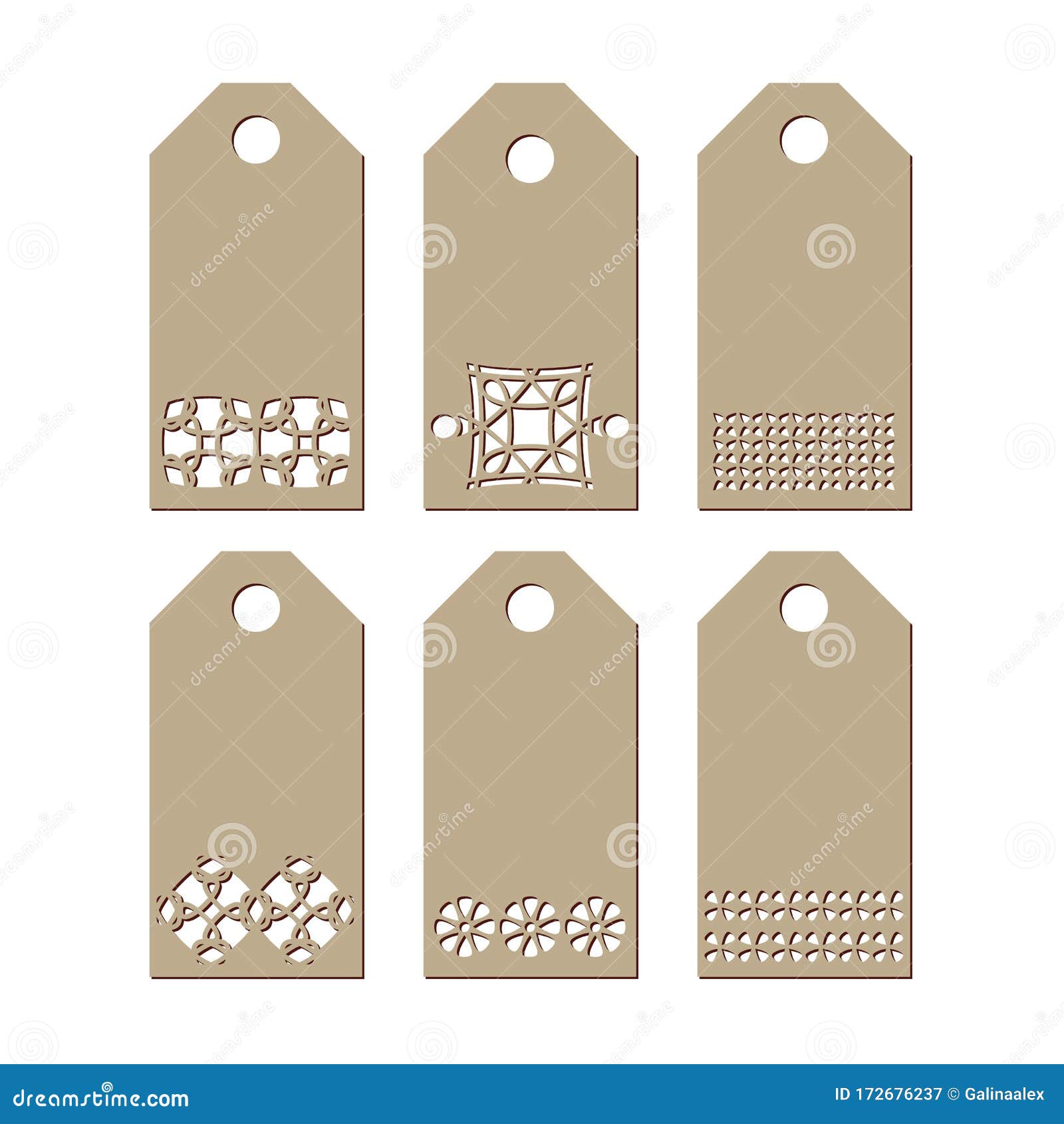 Set Stencil Labels with a Carved Pattern on a White Background Stock ...