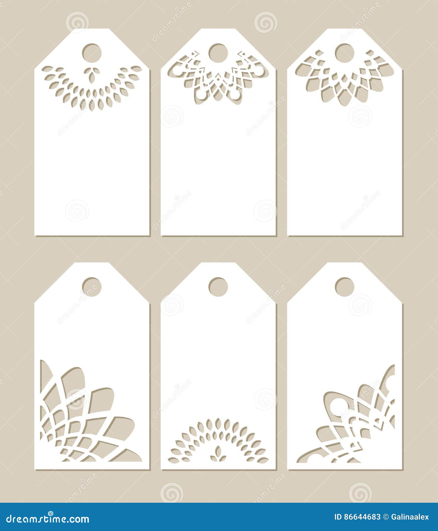 Set Stencil Labels with Carved Pattern Stock Vector - Illustration of ...