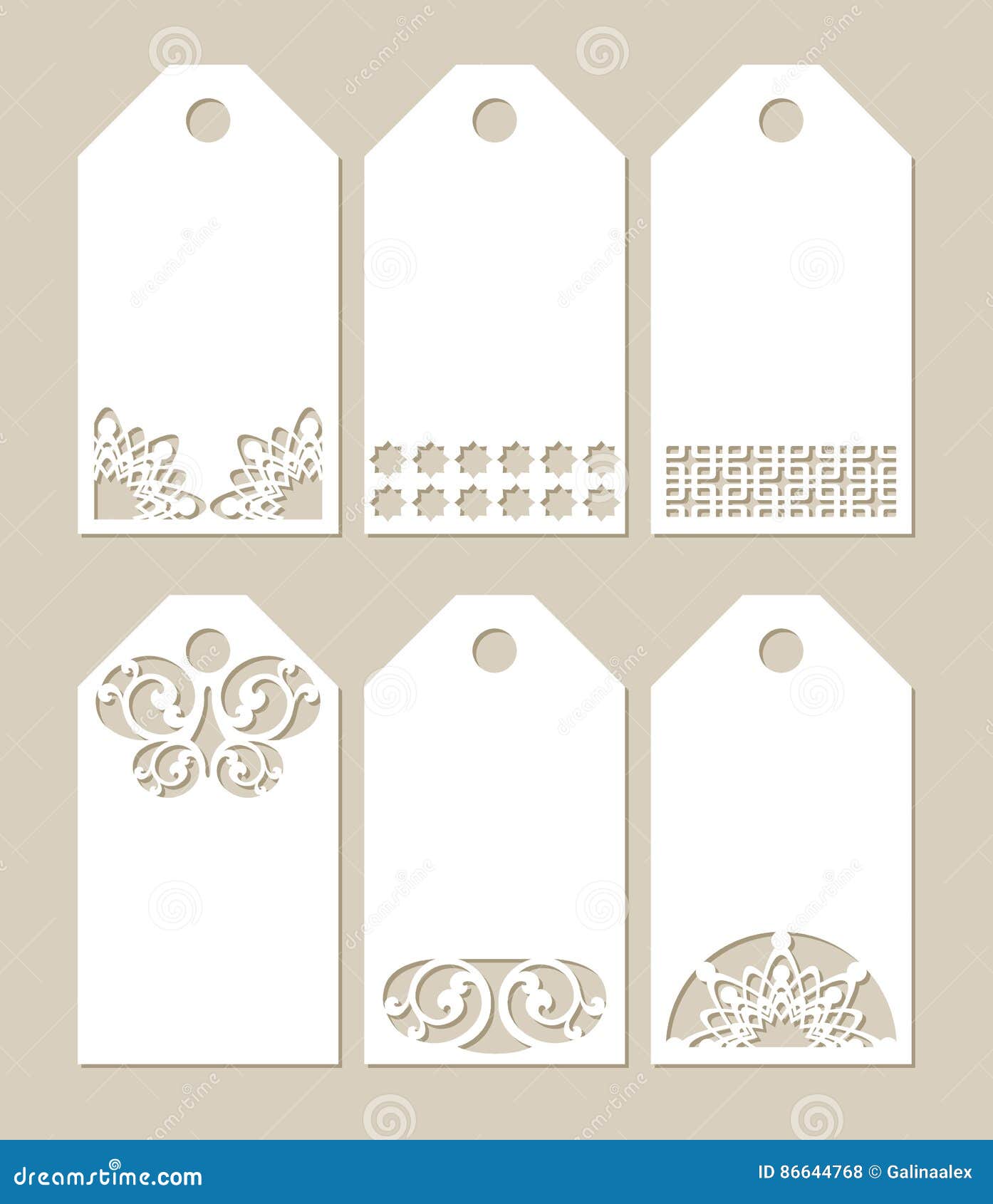 Set Stencil Labels with Carved Pattern Stock Vector - Illustration of ...