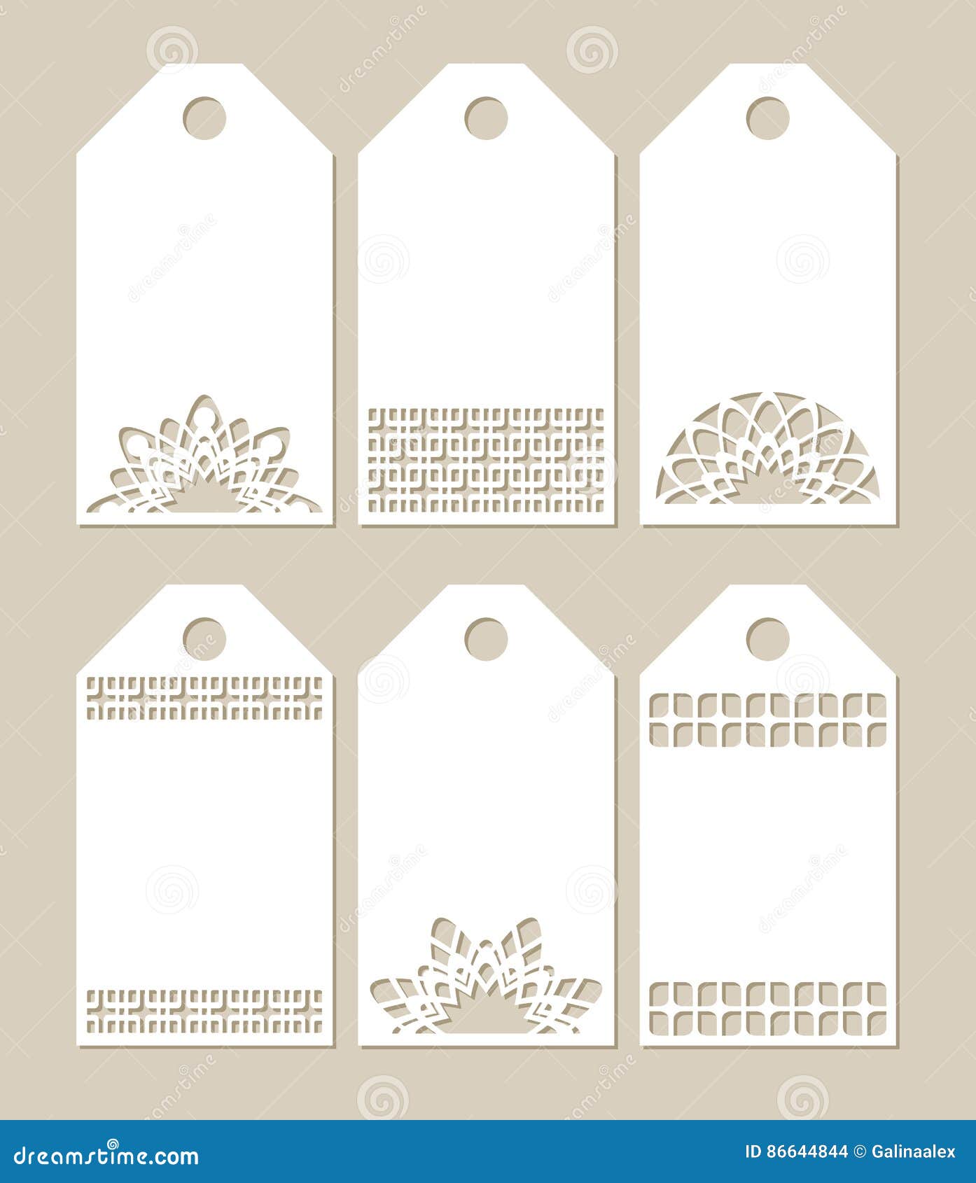 Set Stencil Labels with Carved Pattern Stock Vector - Illustration of ...