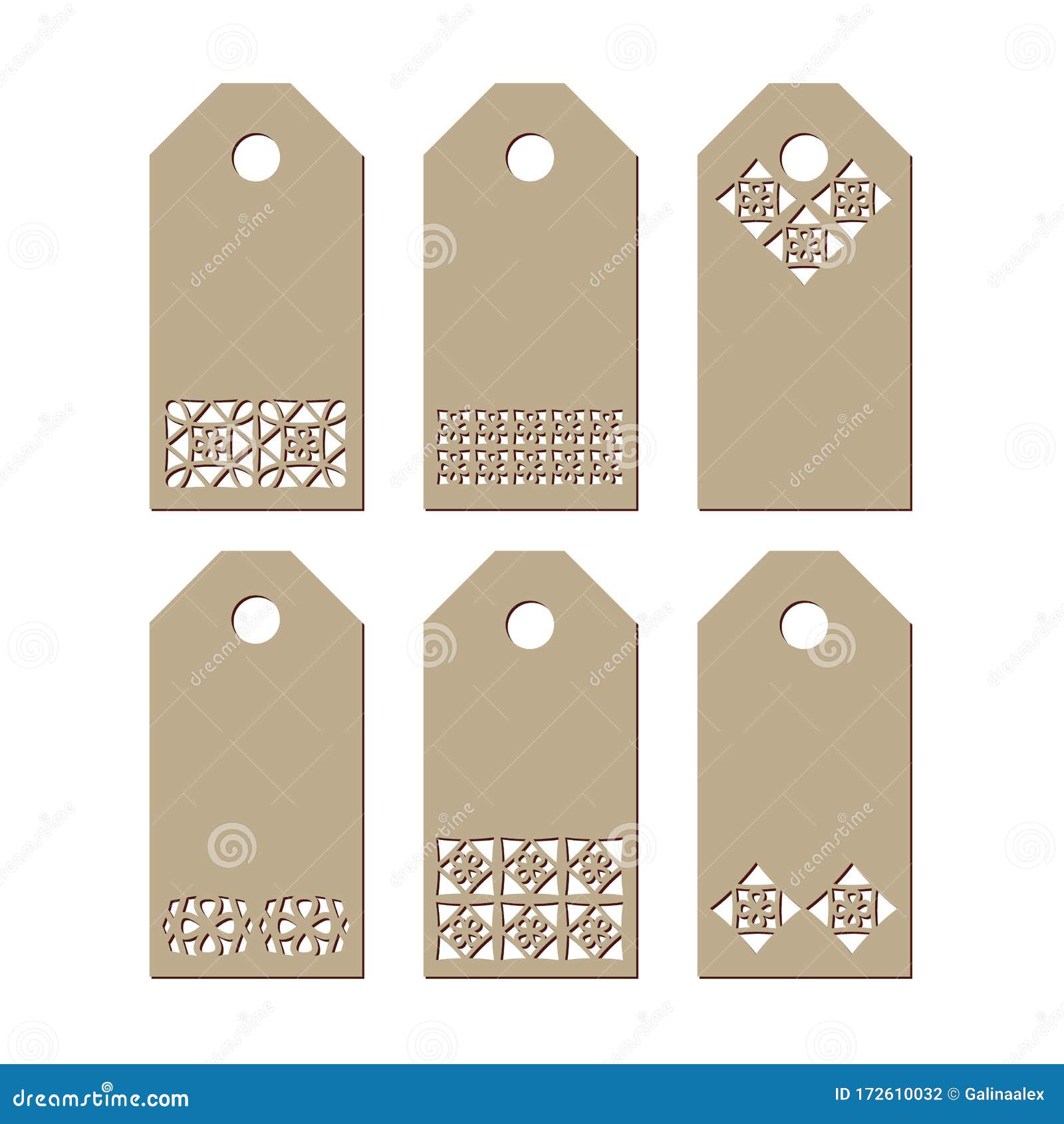 Set Stencil Labels with a Carved Pattern on a White Background Stock ...