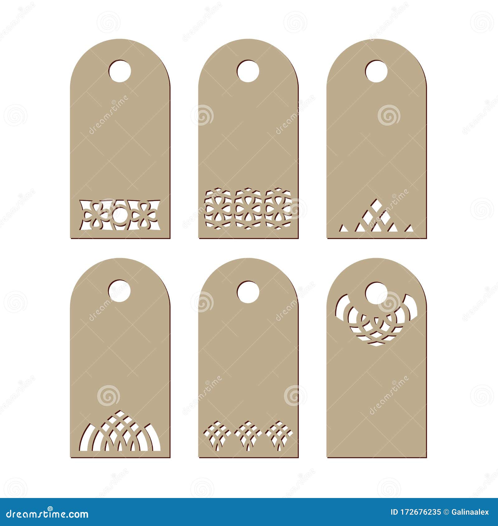 Set Stencil Labels with a Carved Pattern on a White Background Stock ...