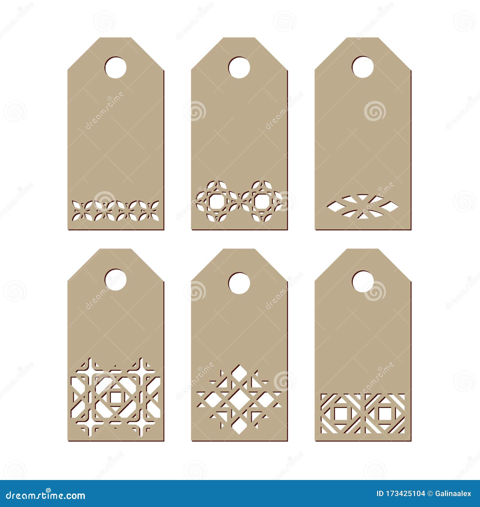 Set Stencil Labels with a Carved Pattern on a White Background Stock ...