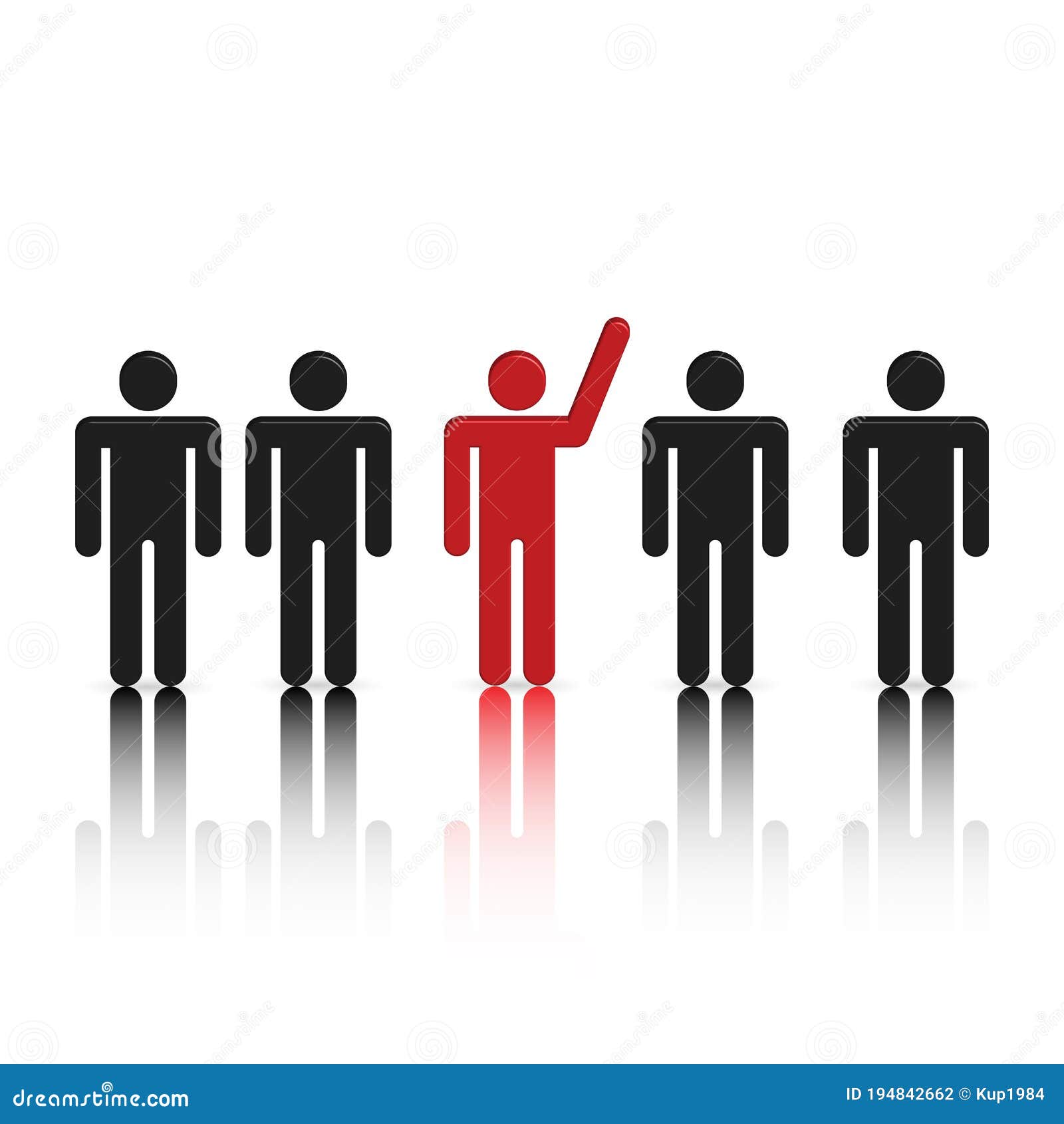 Set of 3D Stick Figures with Team Leader, Vector Illustration Stock ...