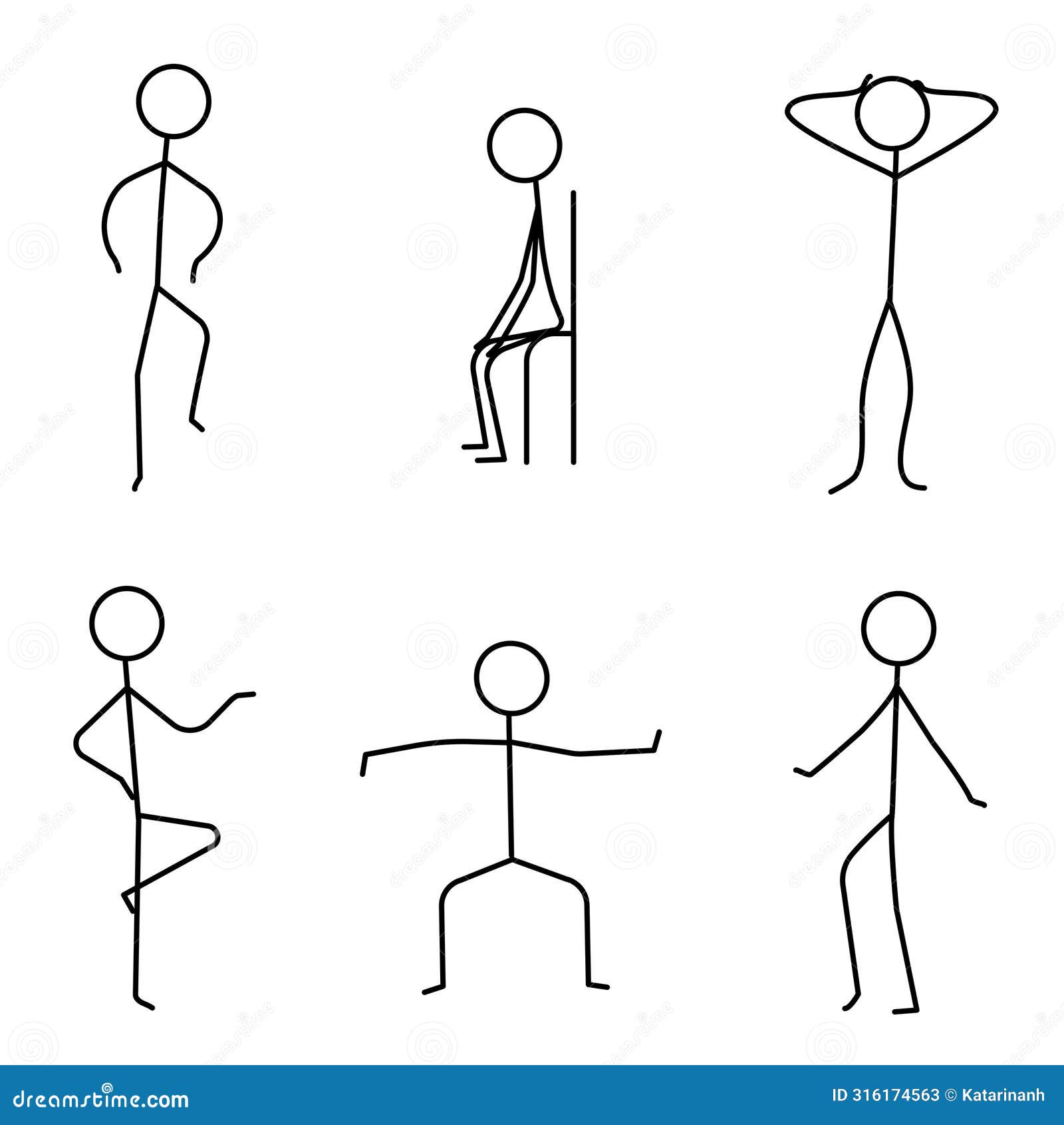 Set Of Stick Figures. Presentation Stick Men. Different Movements Of ...