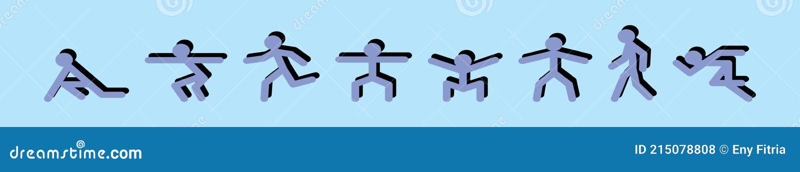 Set of Stick Man Exercise Cartoon Icon Design Template with Various ...