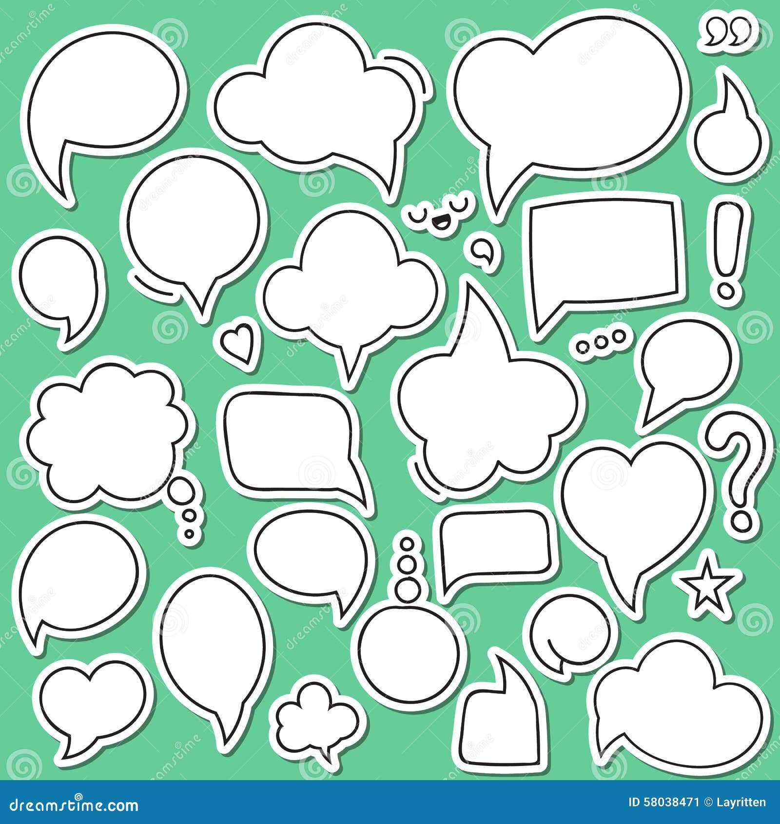 Set of Sticker Bubbles Dialogues. Thought Bubble Stock Vector ...