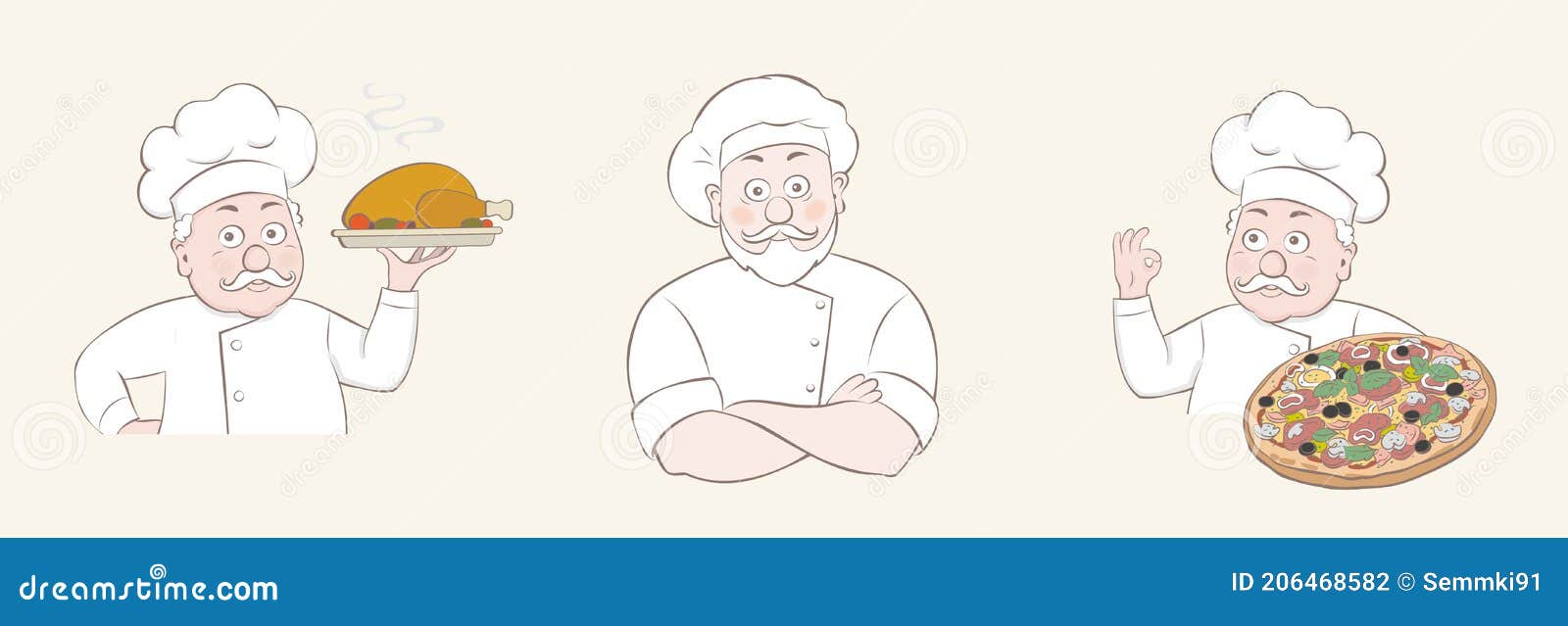 Set Sticker Chef in Cook Cap Keeping.Vector Cartoon Illustration Stock ...